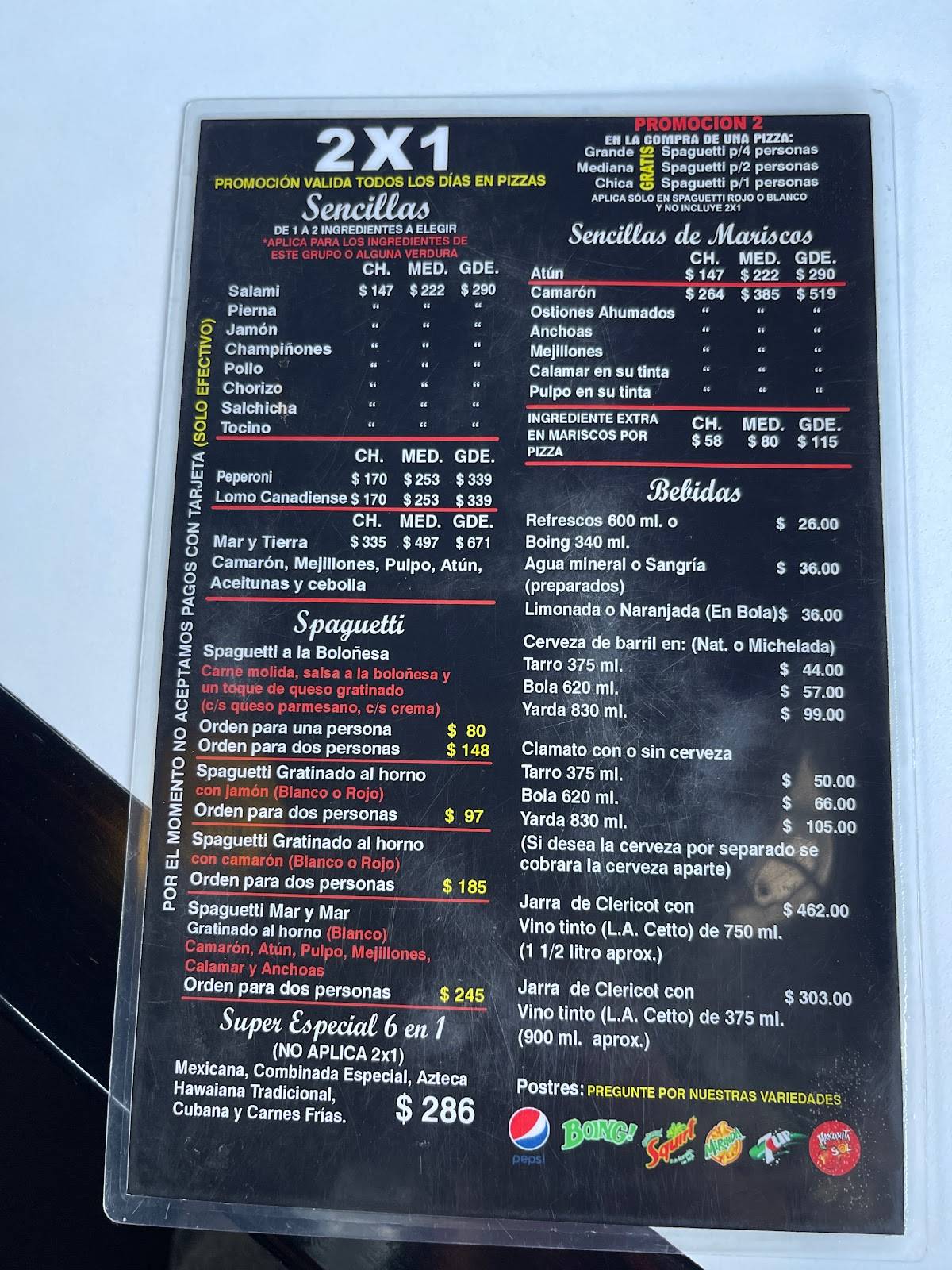 Carta del restaurante Charly Pizza Cupido Los héroes Chalco, Chalco del Díaz Covarrubias