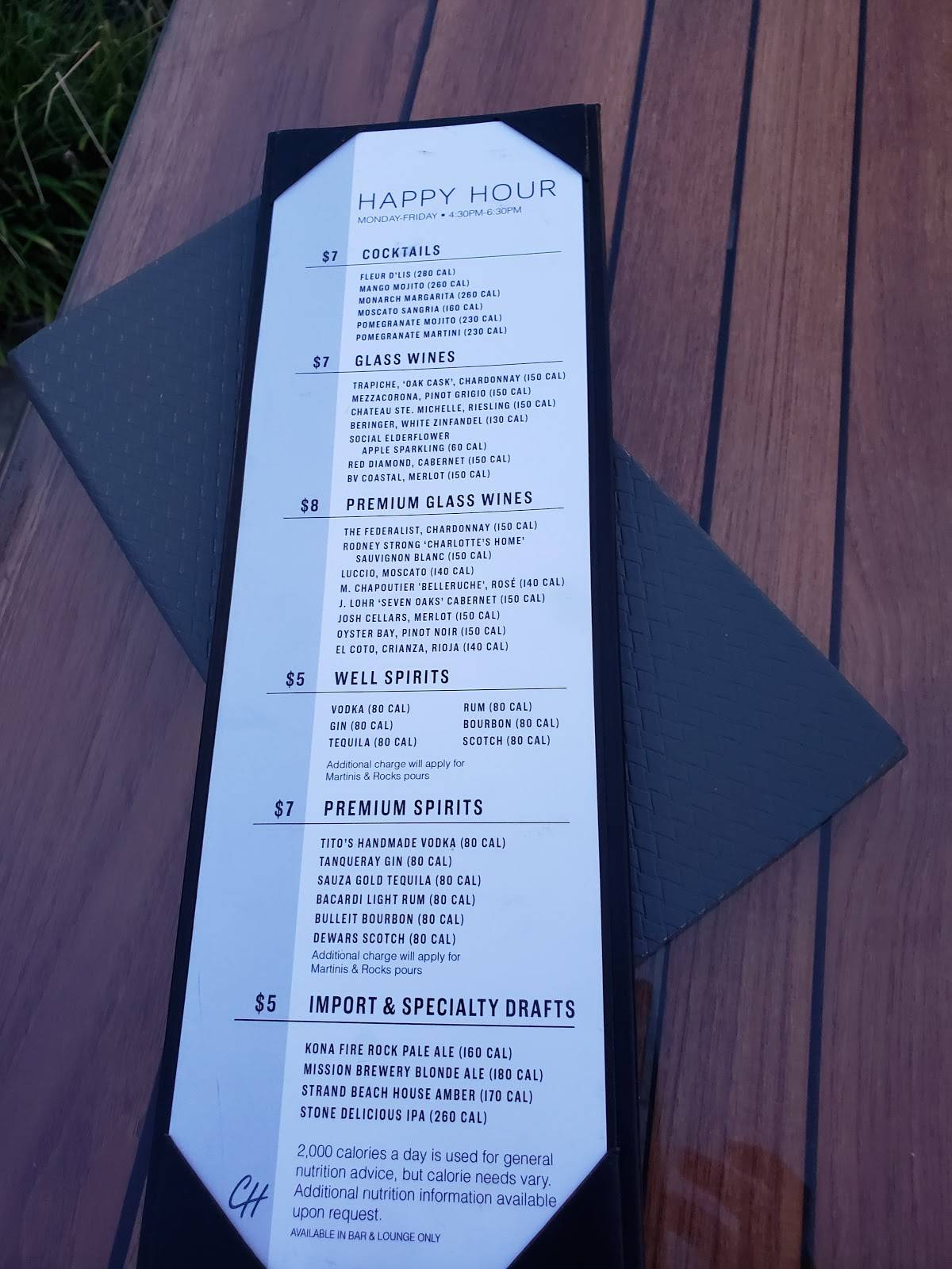 Menu at Chart House steakhouse, Dana Point