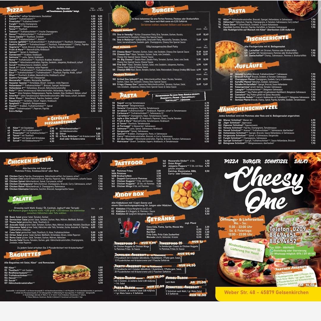 Speisekarte von Cheesy One restaurant, Gelsenkirchen