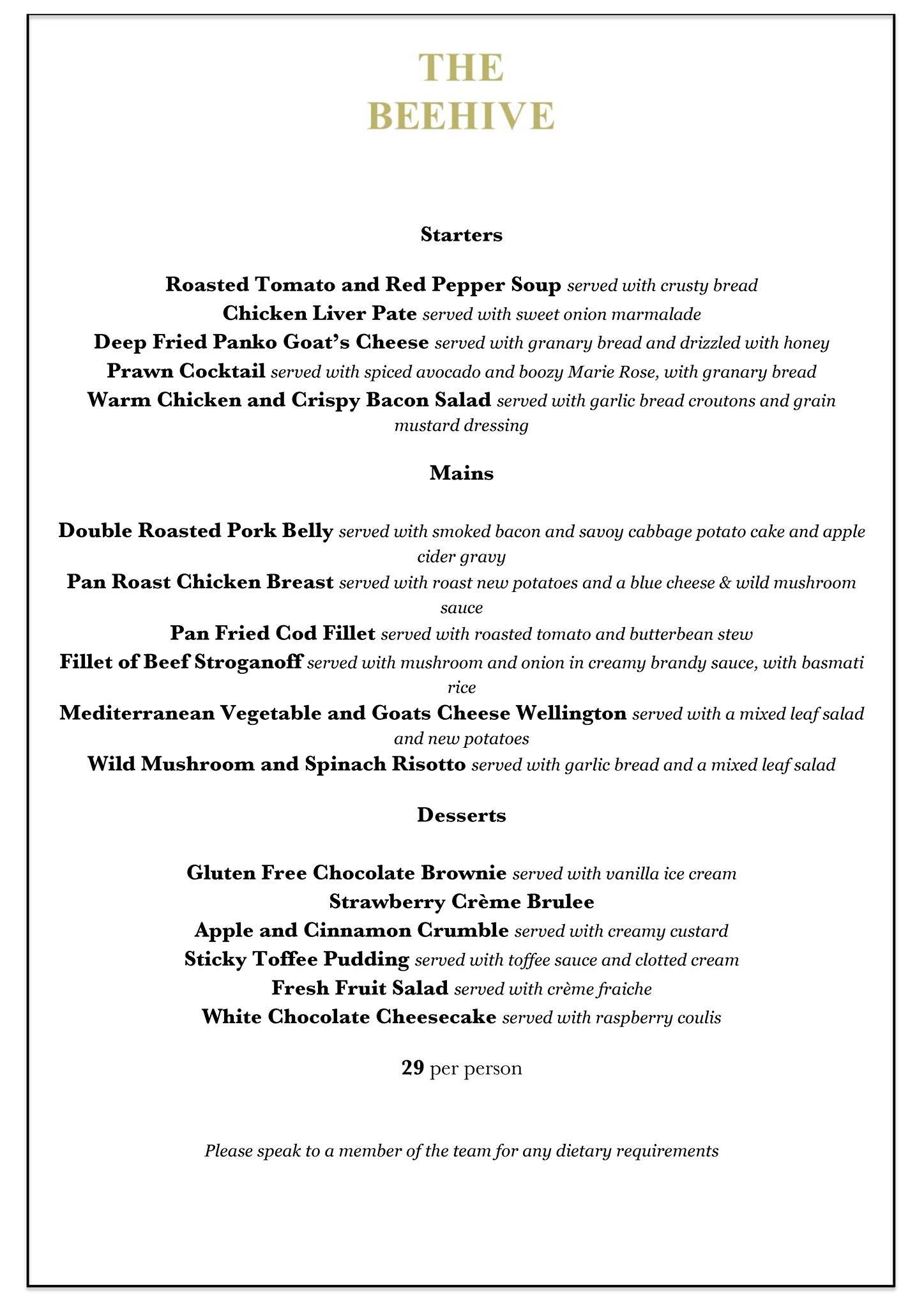 Menu at The Beehive pub & bar, Cheltenham, 1-3 Montpellier Villas