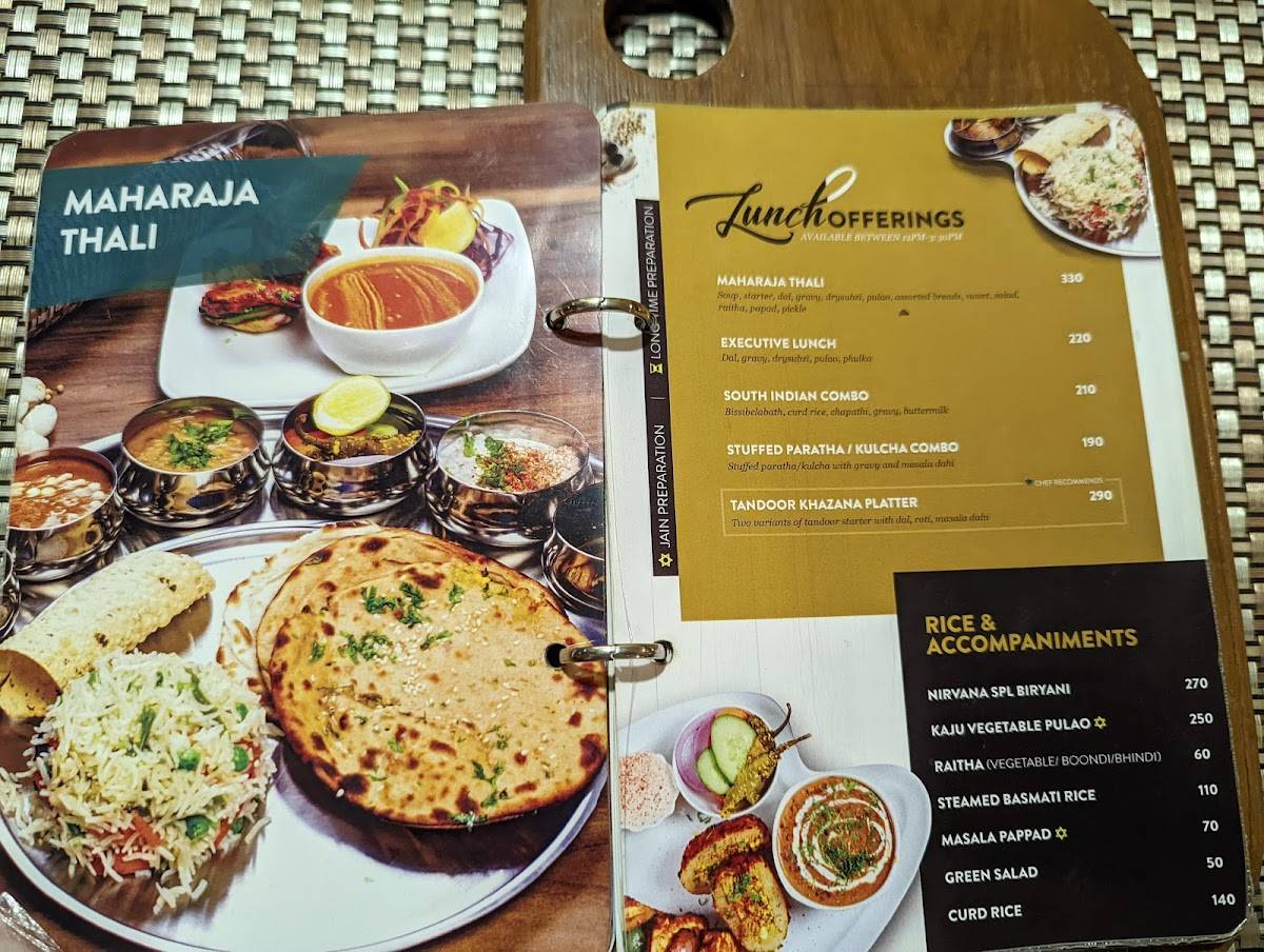 Menu at Food Nirvana, Chennai, 23/11
