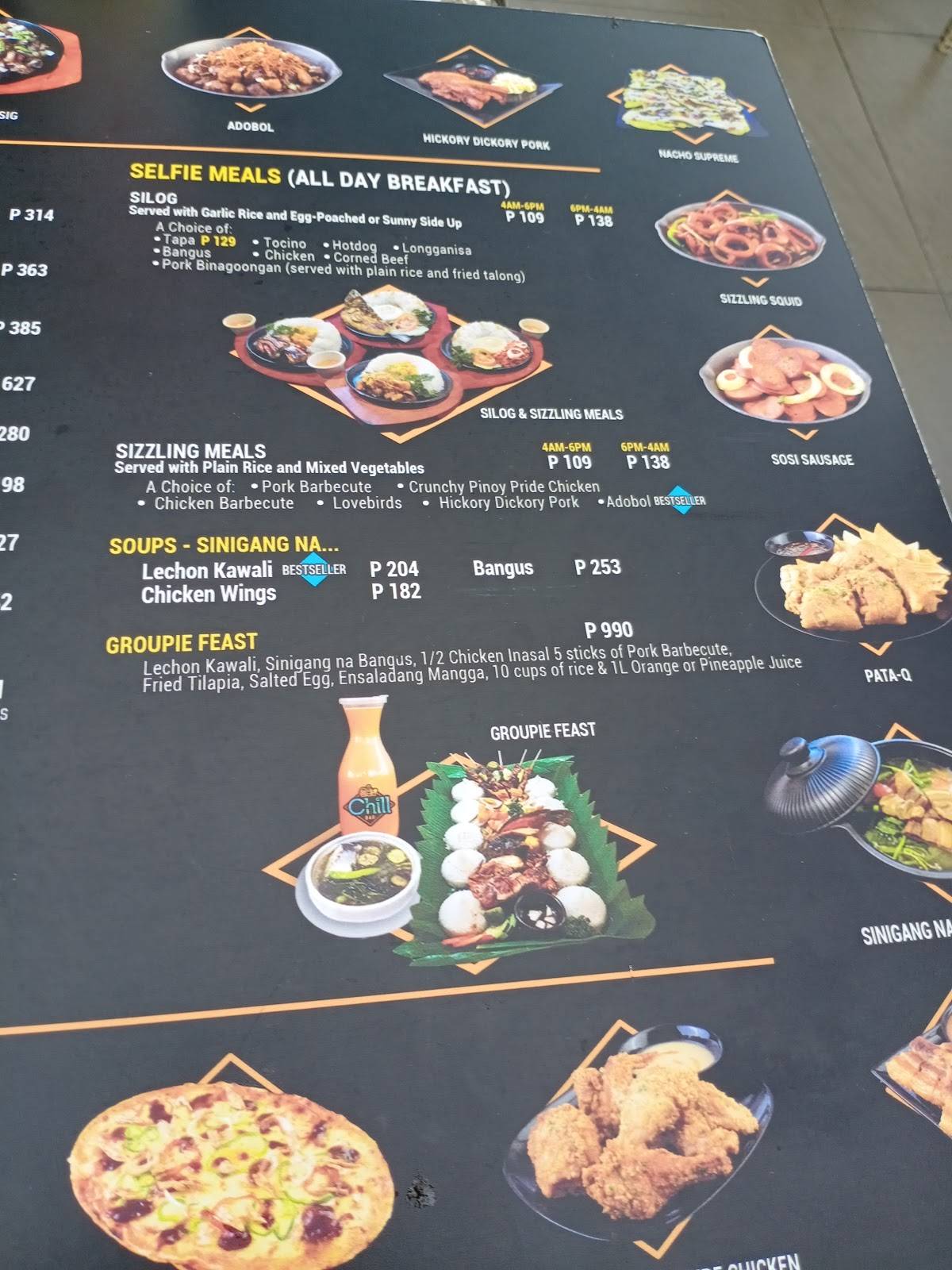 Menu at Chill Top Cubao - Roofdeck Restobar, Quezon City, 266 P. Tuazon ...