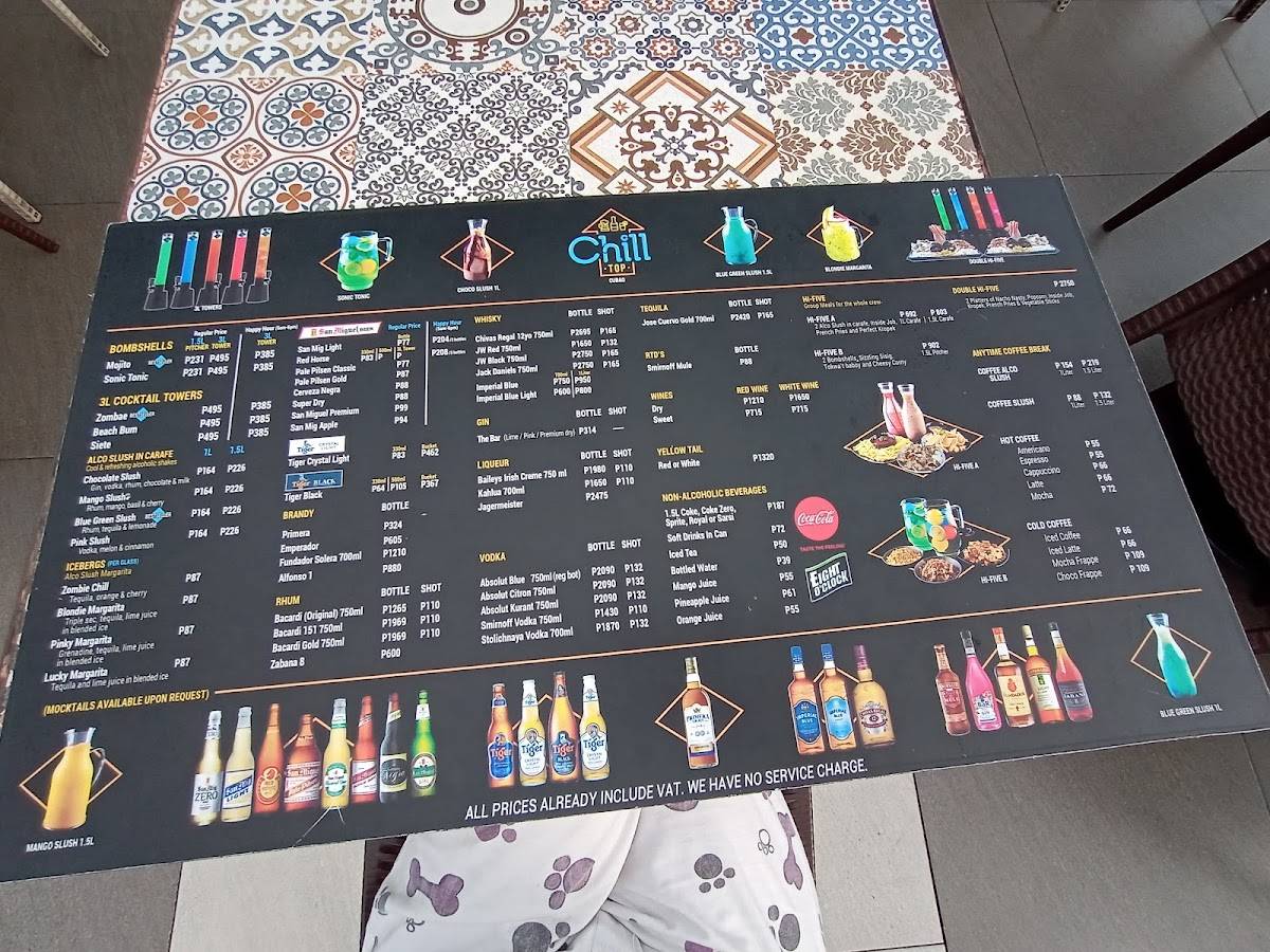 Menu at Chill Top Cubao - Roofdeck Restobar, Quezon City, 266 P. Tuazon ...