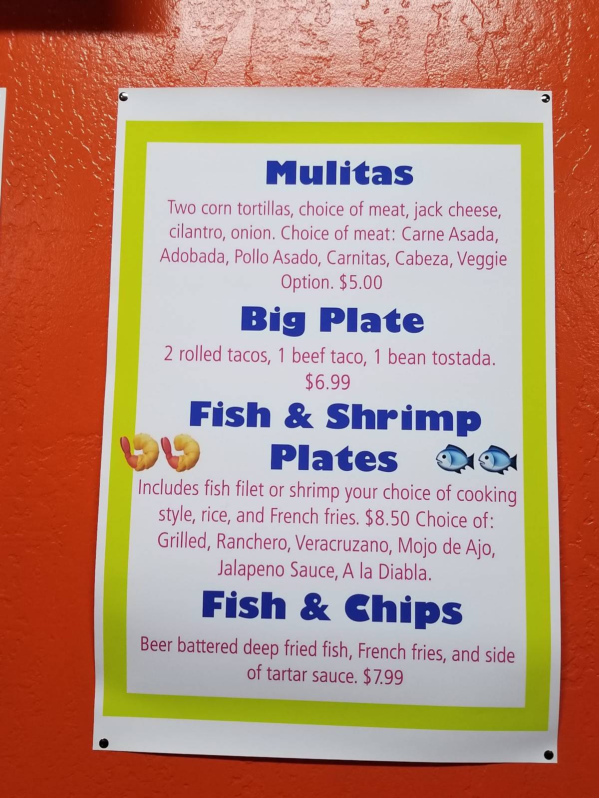 Menu at Tacos el Trompo A Mexican Tradition restaurant, Chula Vista ...