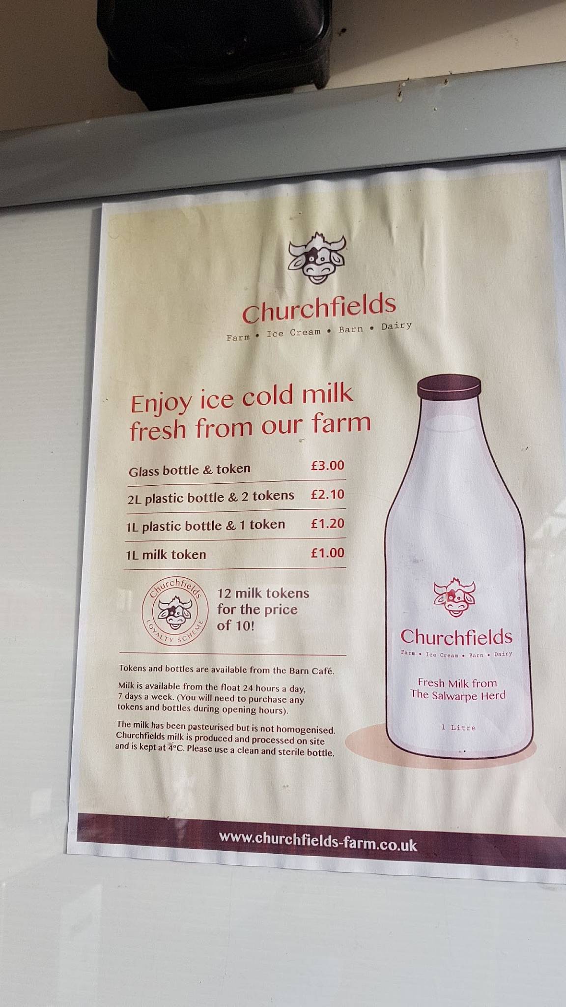Menu at Churchfields Farm cafe, Salwarpe