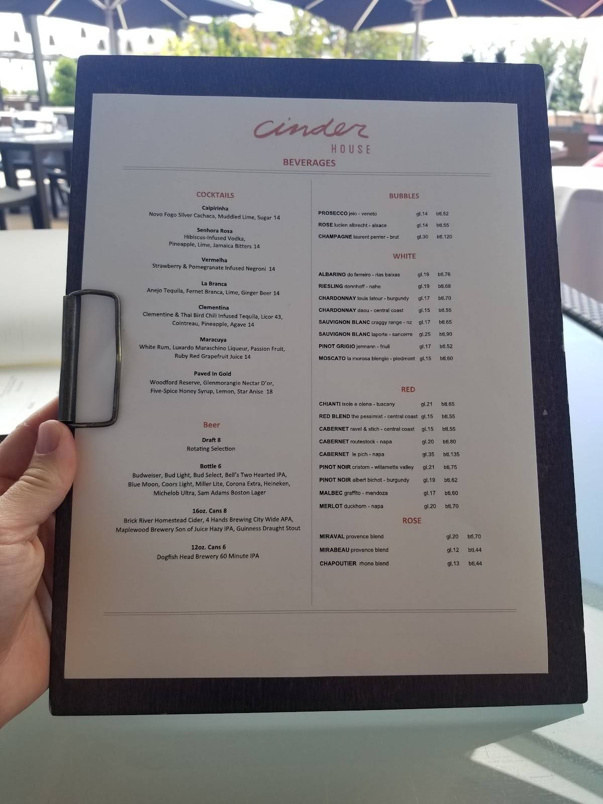 Menu at Cinder House and Bar, St. Louis, 999 N 2nd St