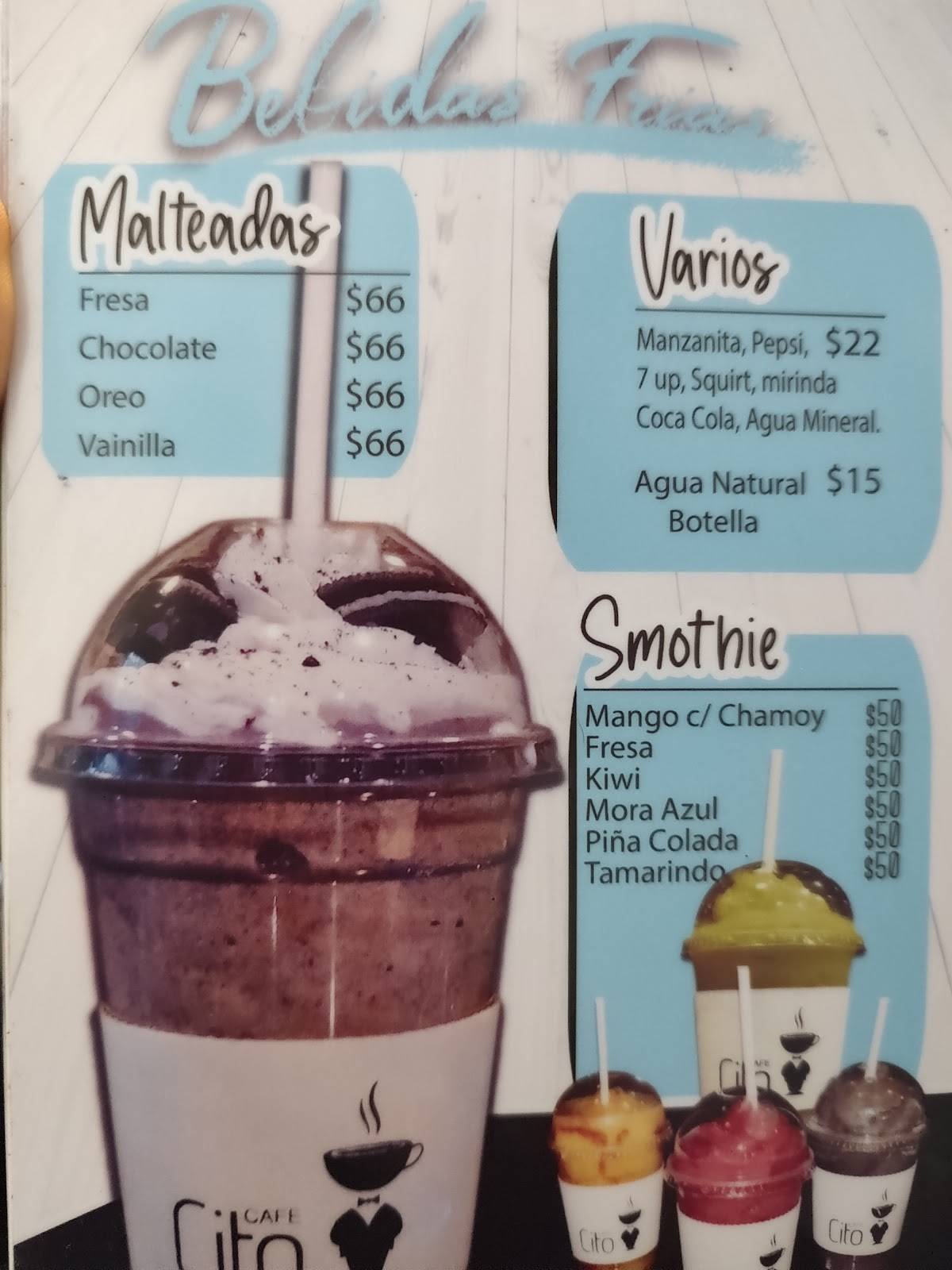 Carta de Cito Café, Ciudad de México, Avenida Santa Úrsula 192 Mz.12 Lt2