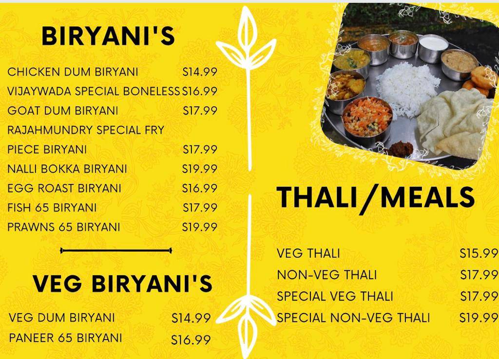 Menu at New Paradise Biryani restaurant, Clayton