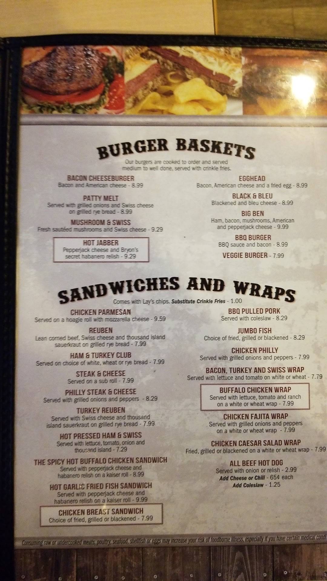 Menu at Jabbers Hometown Grill restaurant, Cocoa