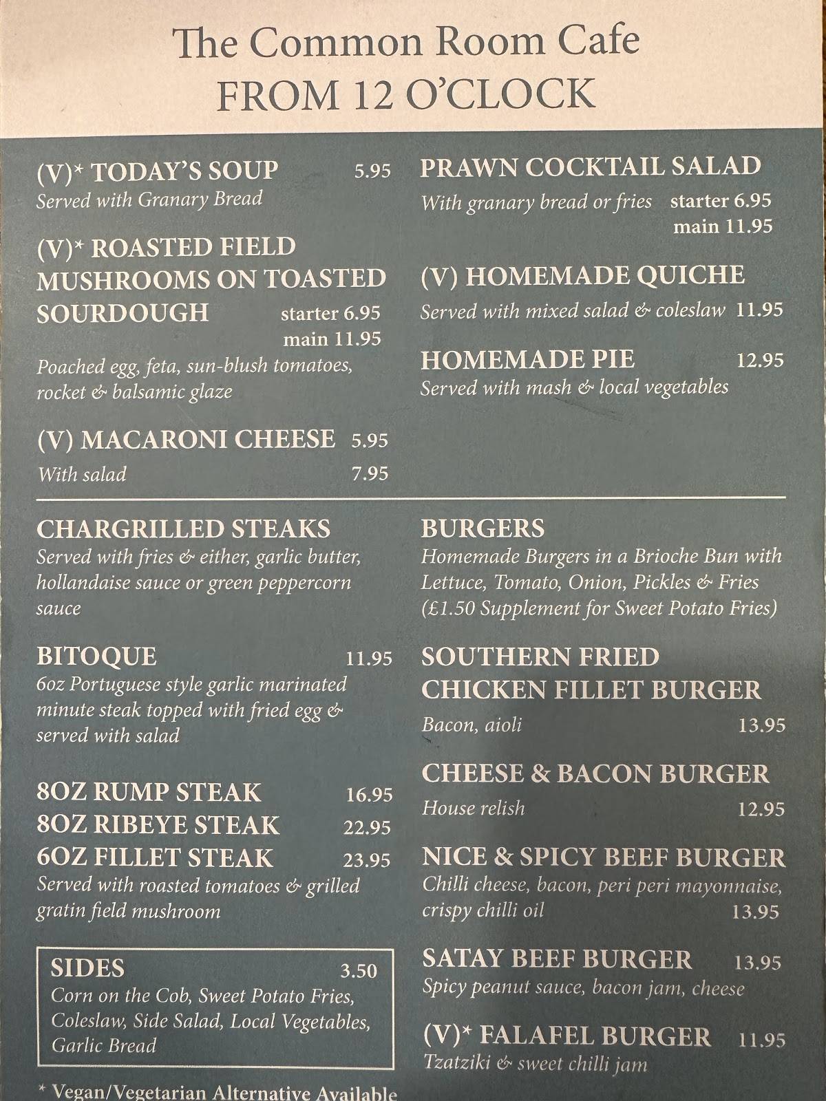 Menu at Common Room Café. pub & bar, Framlingham