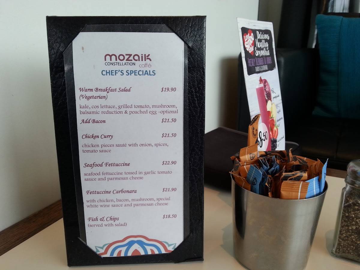Menu at Constellation Cafe, Auckland
