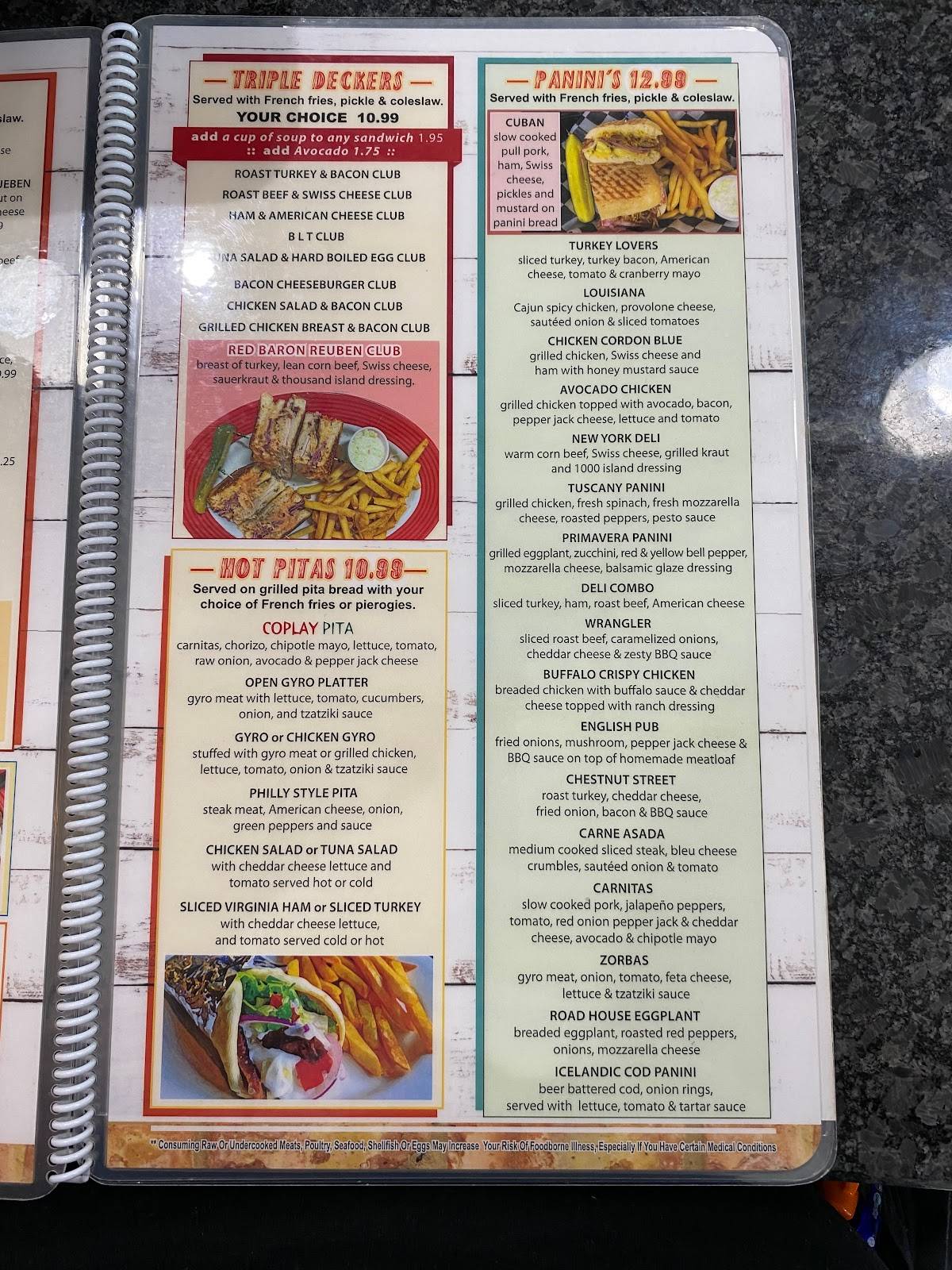 Menu at Coplay Eatery restaurant, Coplay