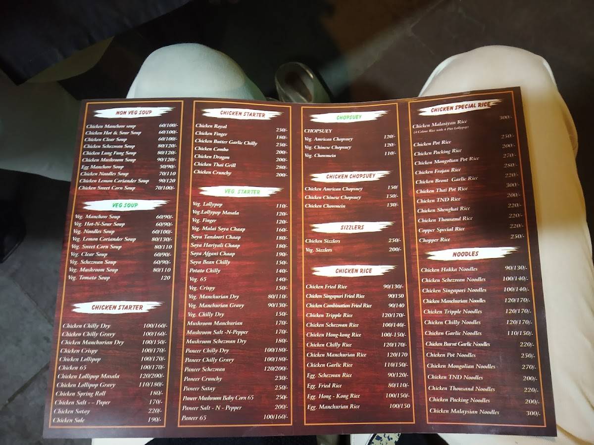 Menu at Copper Chinese Corner, Navi Mumbai