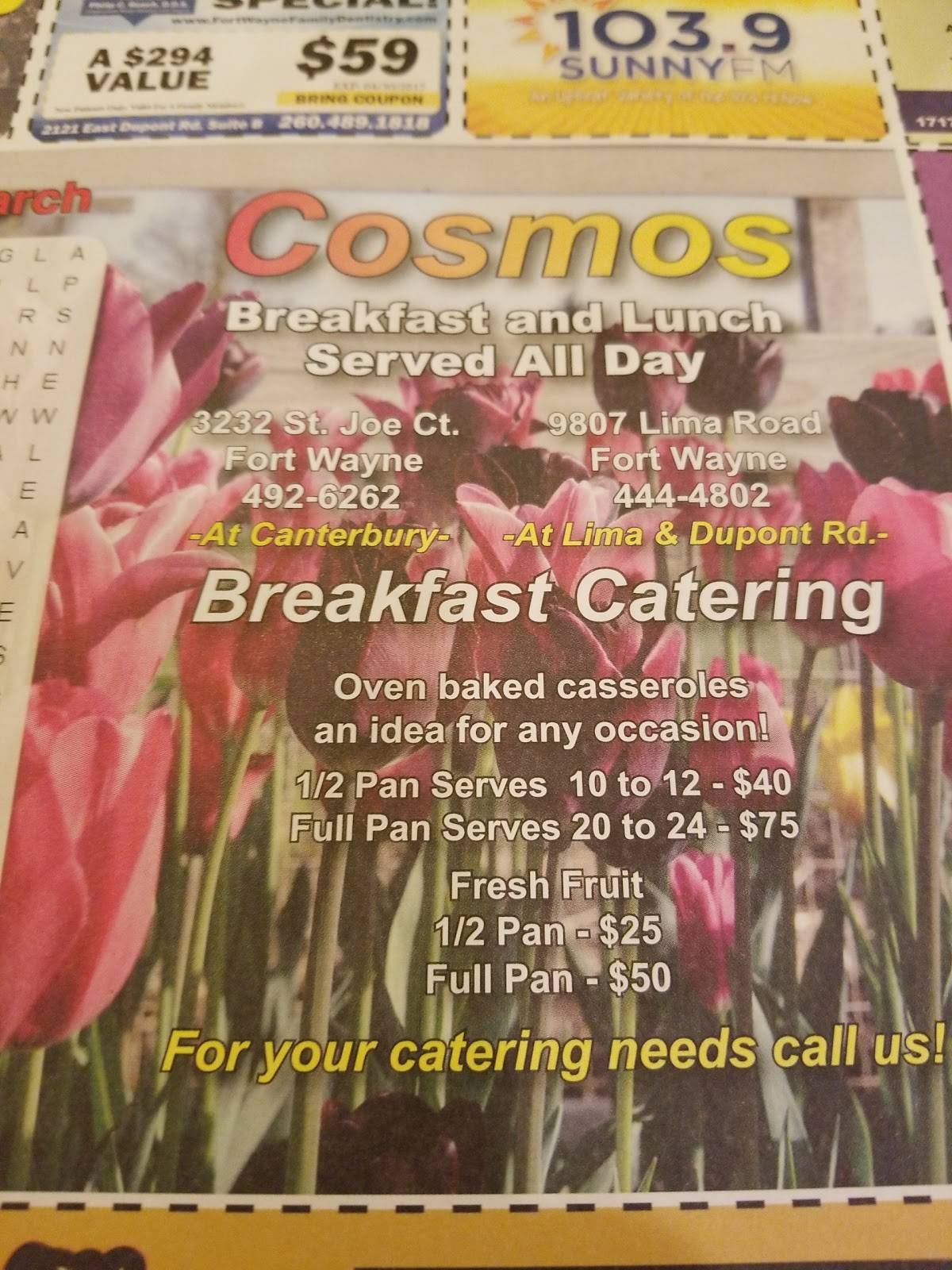 Menu at Cosmos Restaurant, Fort Wayne, Lima Rd