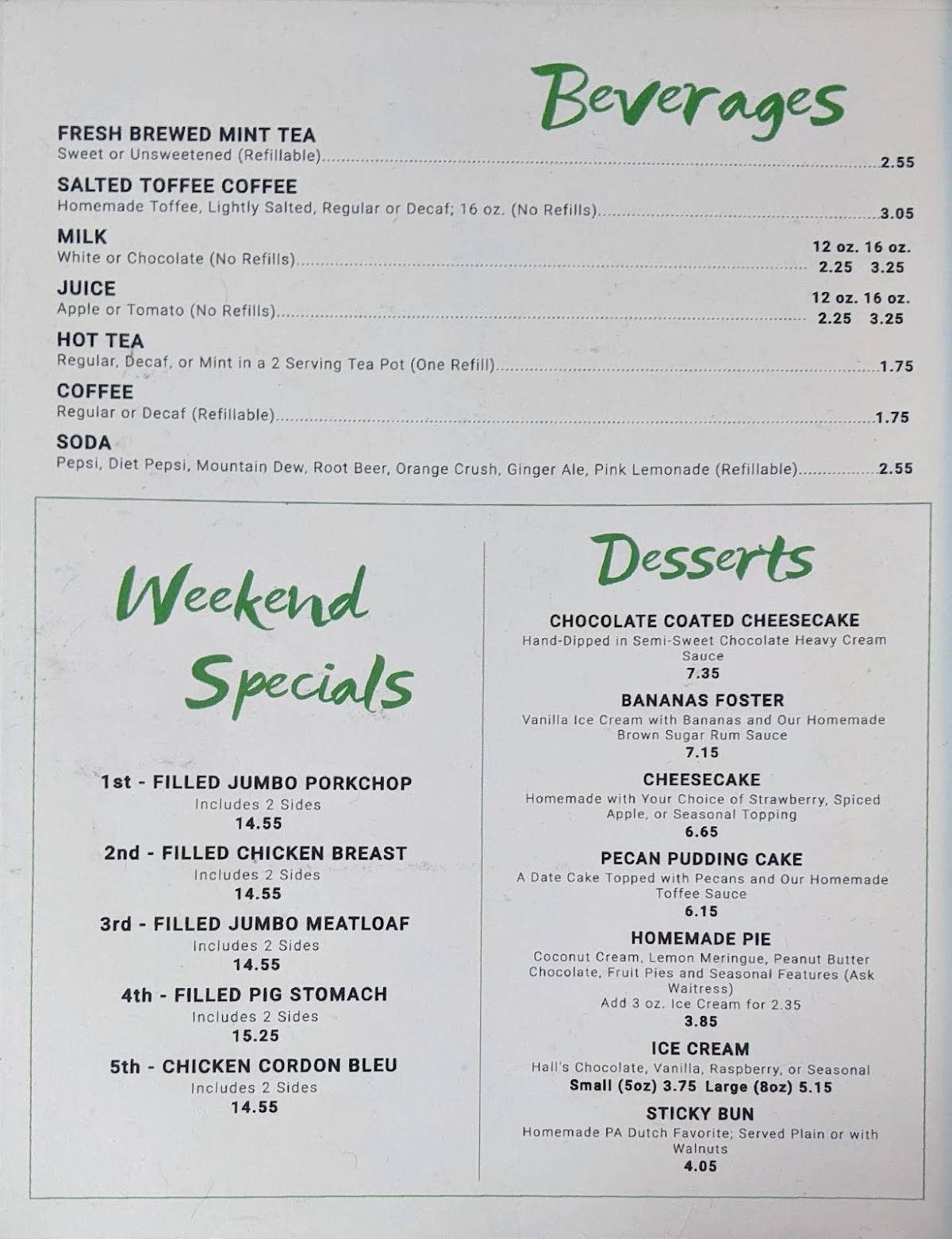 Menu at County Line Restaurant, Richfield