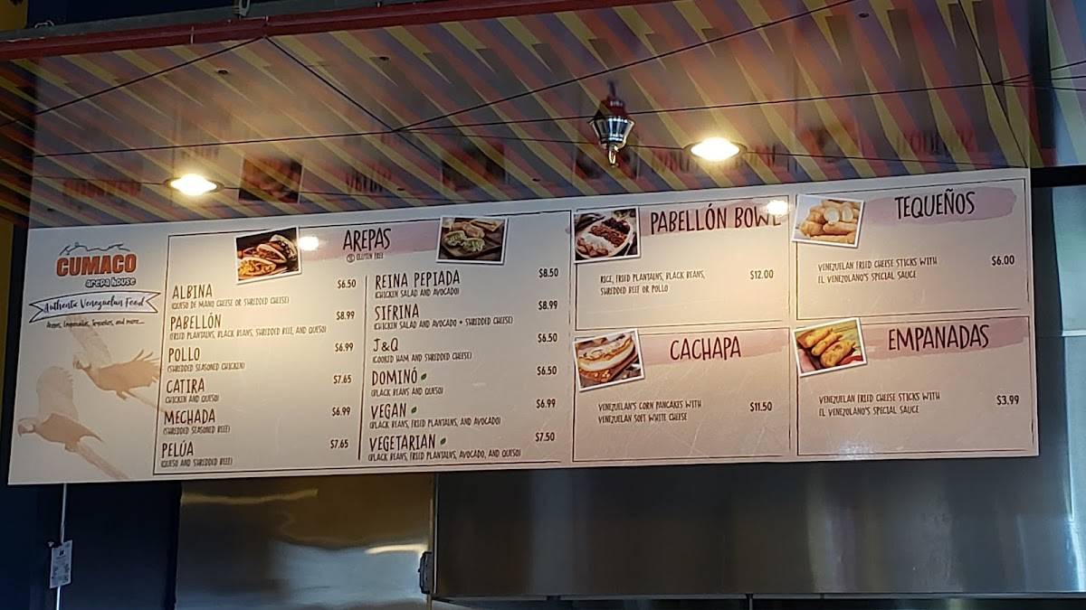 Menu at Cumaco Arepa House restaurant, Indianapolis