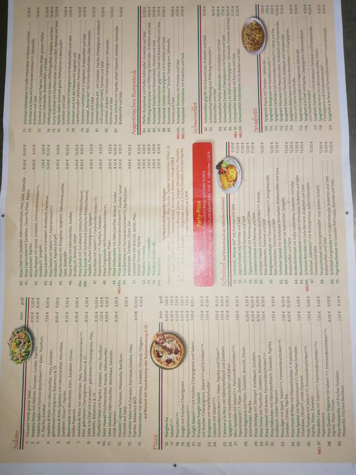 Speisekarte von Da Nico restaurant, Irmtraut