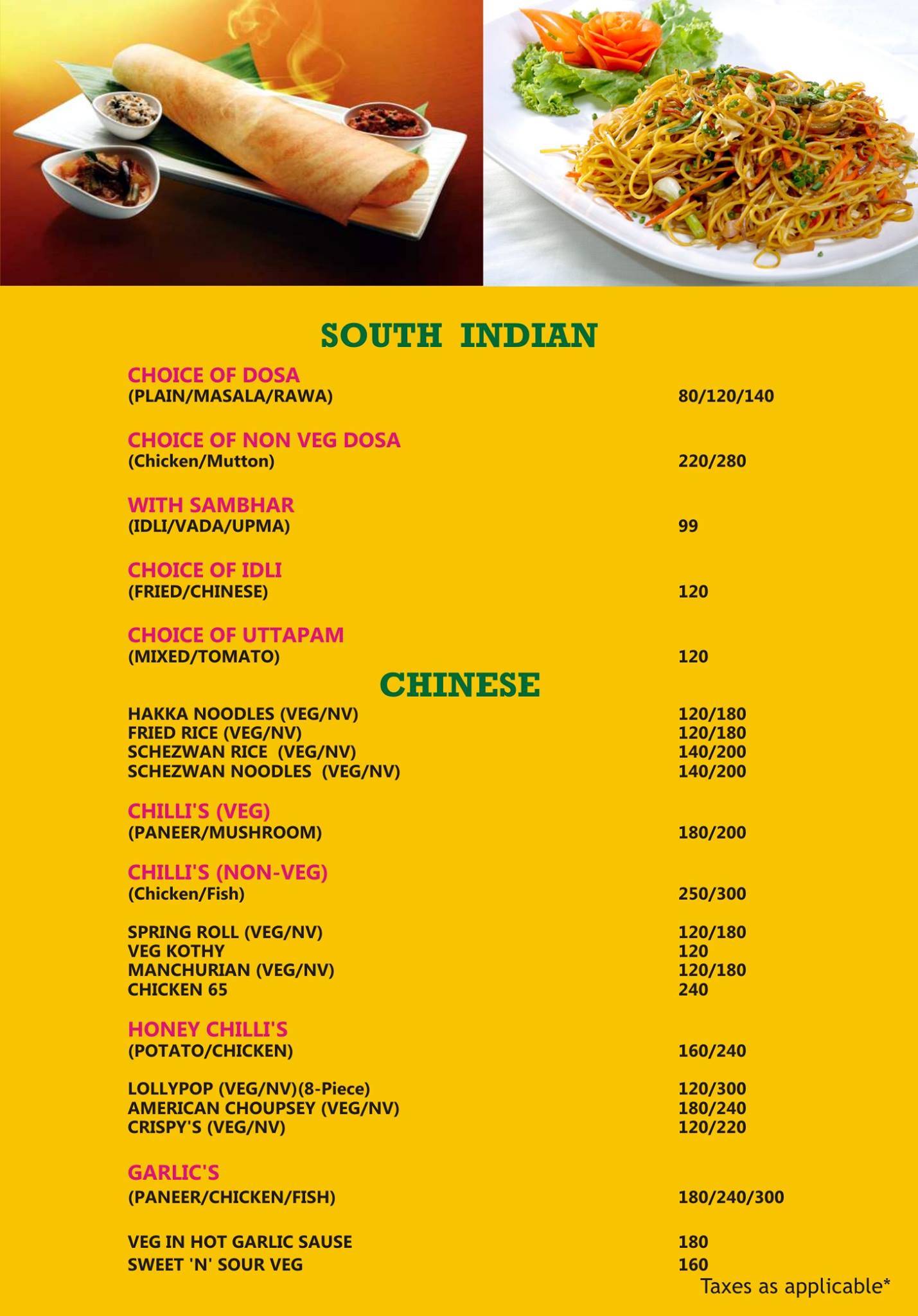 Menu at Daawat (Hotel Tilak), Bhopal, 197