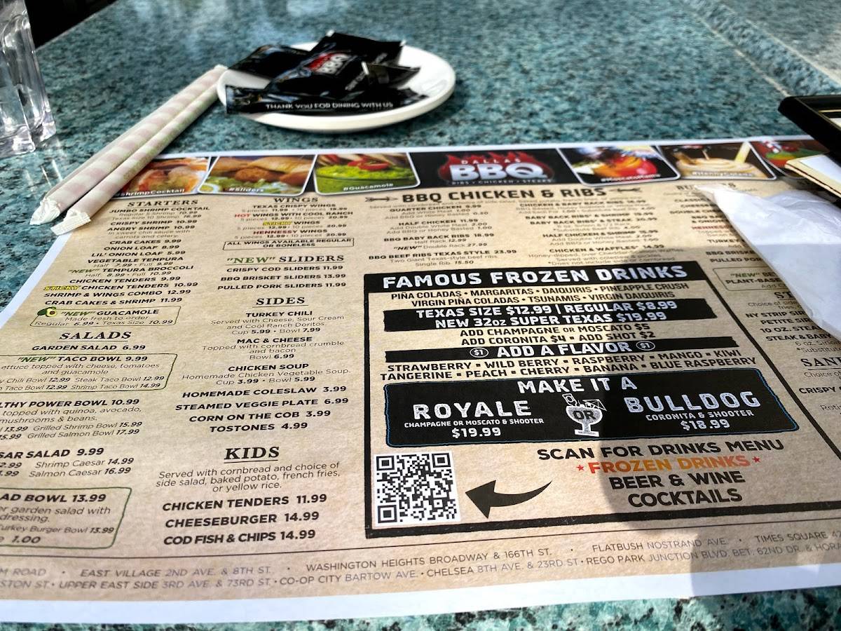 Menu at Dallas BBQ Washington Heights, New York City, Broadway