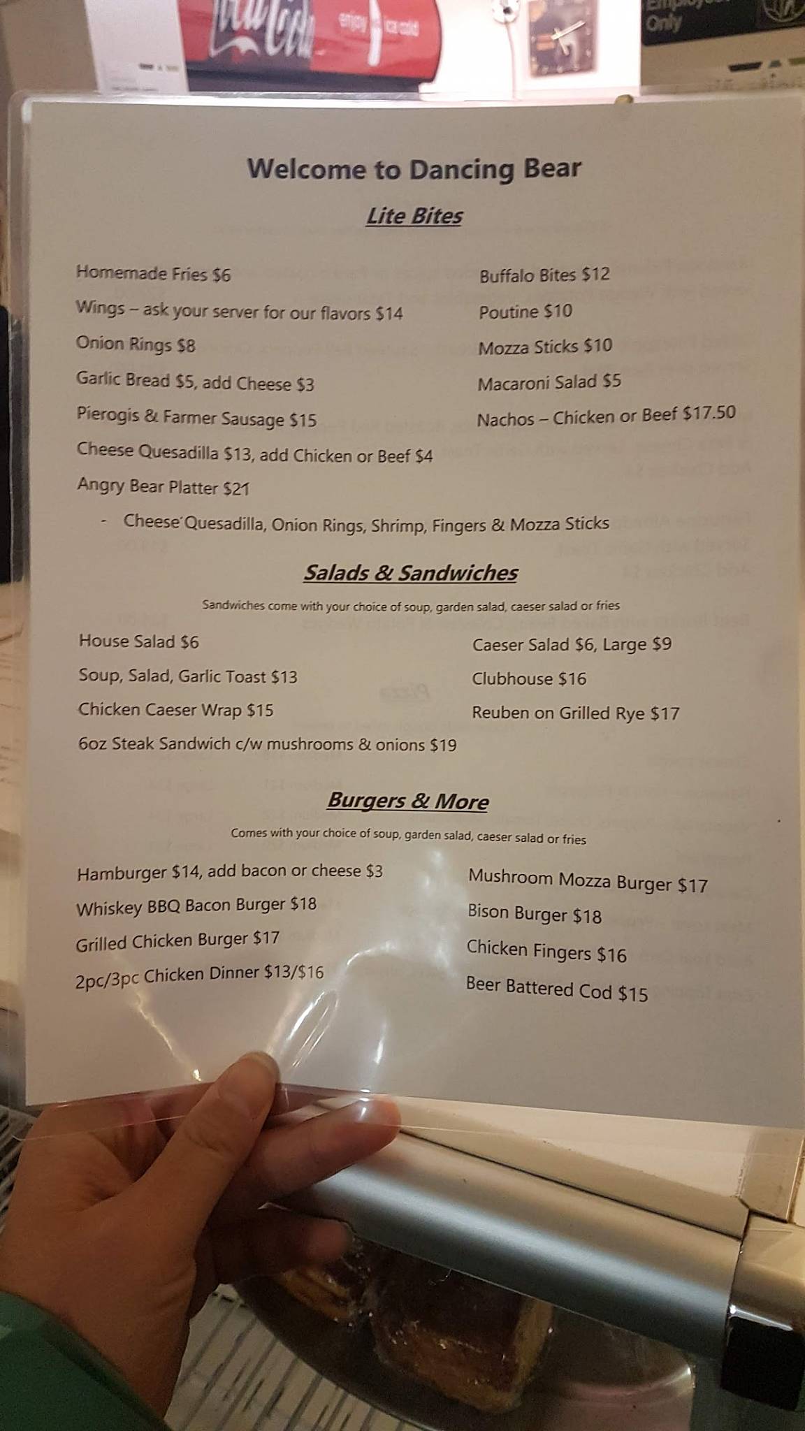 Menu at Dancing Bear Restaurant & Churchill Hotel, Churchill