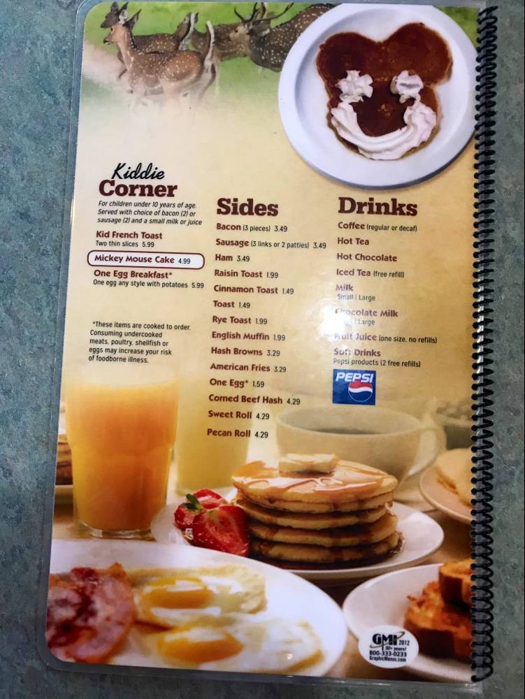 Menu at Deerfield Family Restaurant, Carbon Cliff