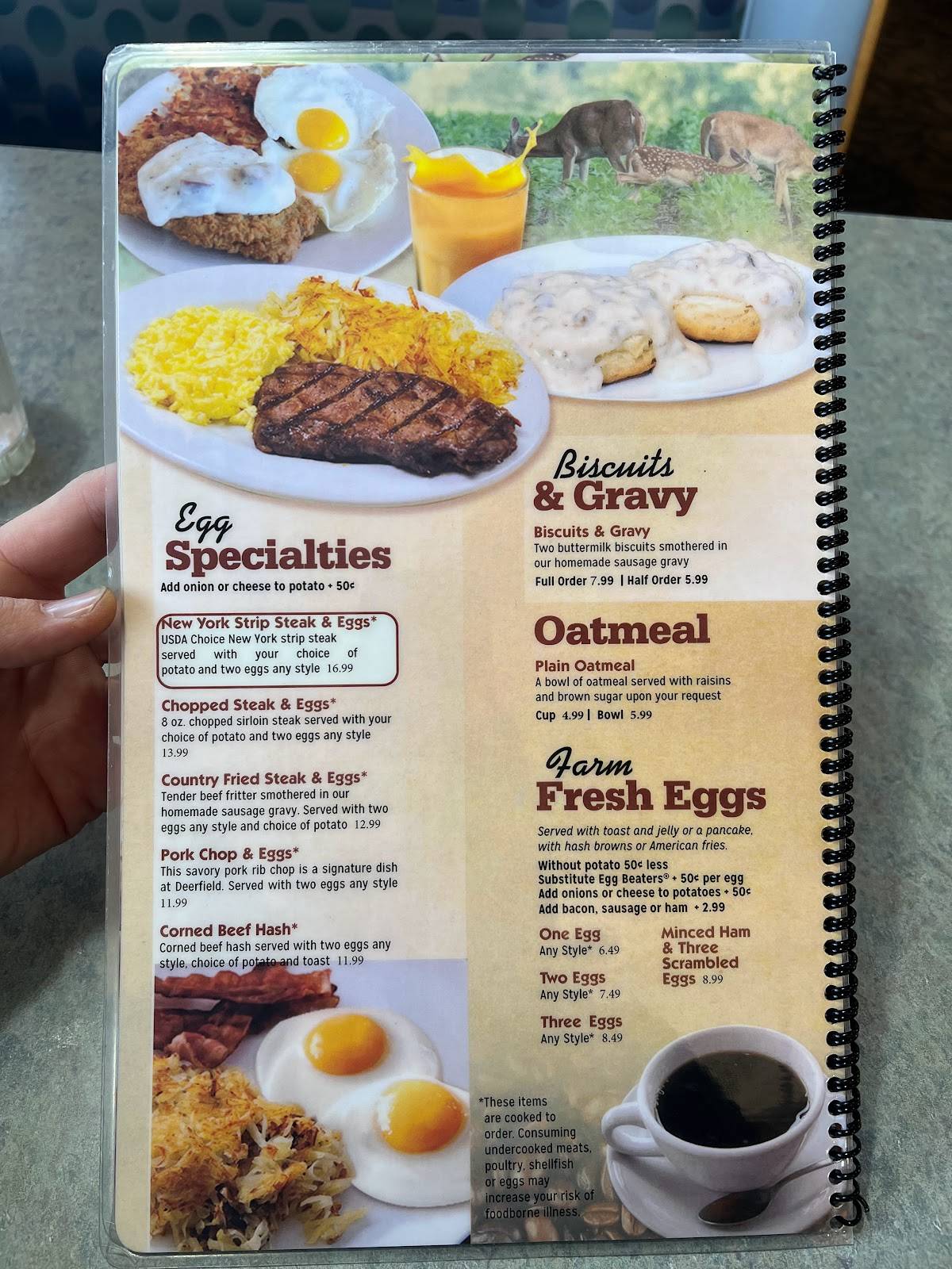 Menu at Deerfield Family Restaurant, Carbon Cliff