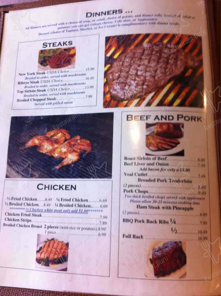 Menu at Deerfield Family Restaurant, Carbon Cliff