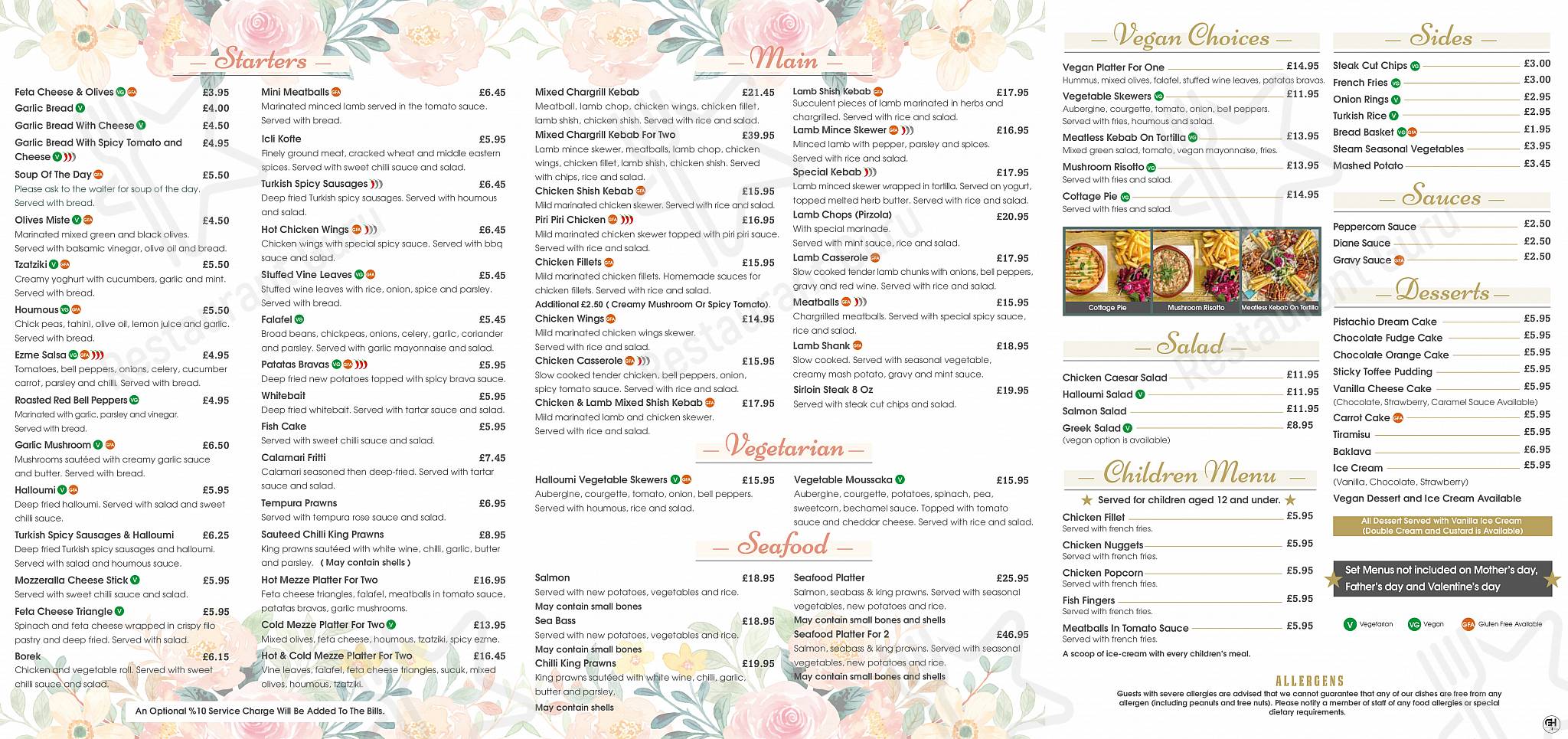 Menu at Deli Felice Turkish Cuisine restaurant, Stalybridge
