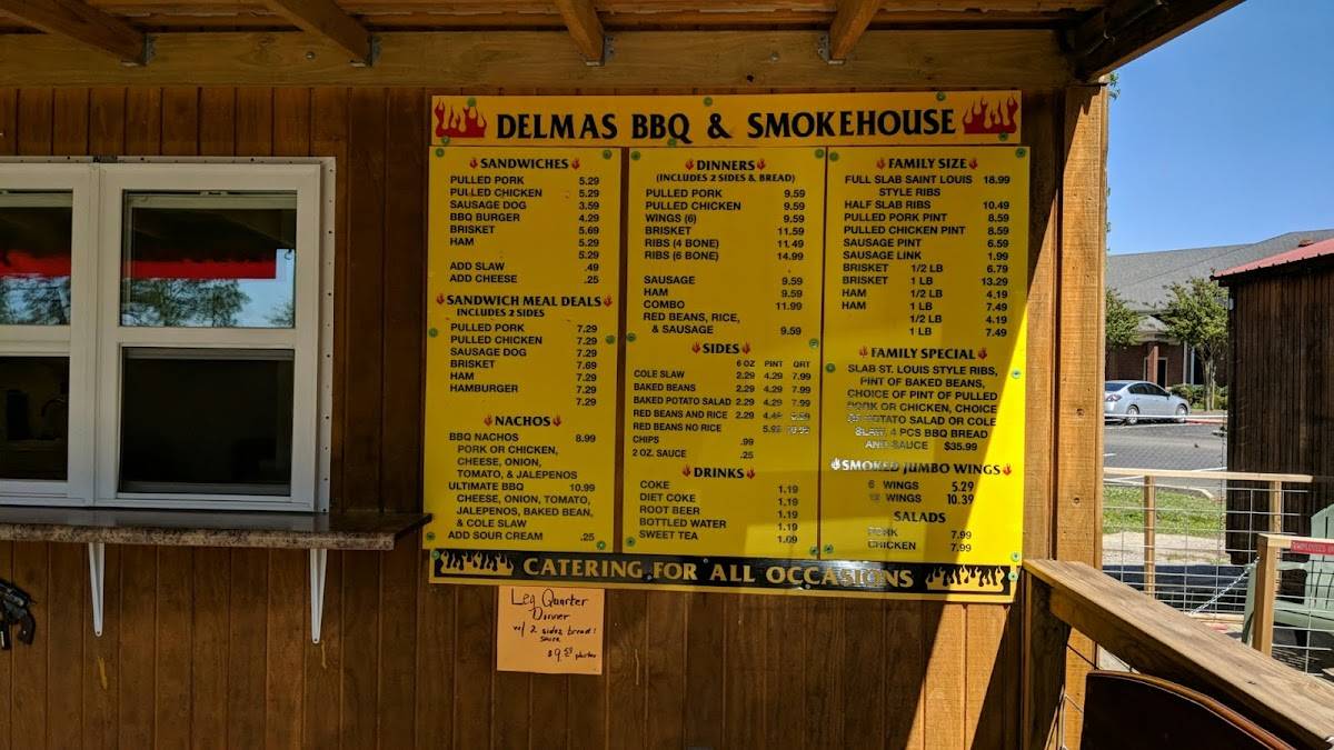 Menu at Delmas BBQ & Smokehouse, Hurley