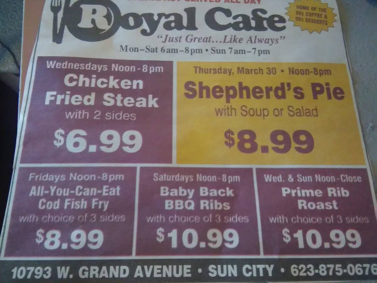 Menu at Royal Cafe, Sun City, Grand Ave