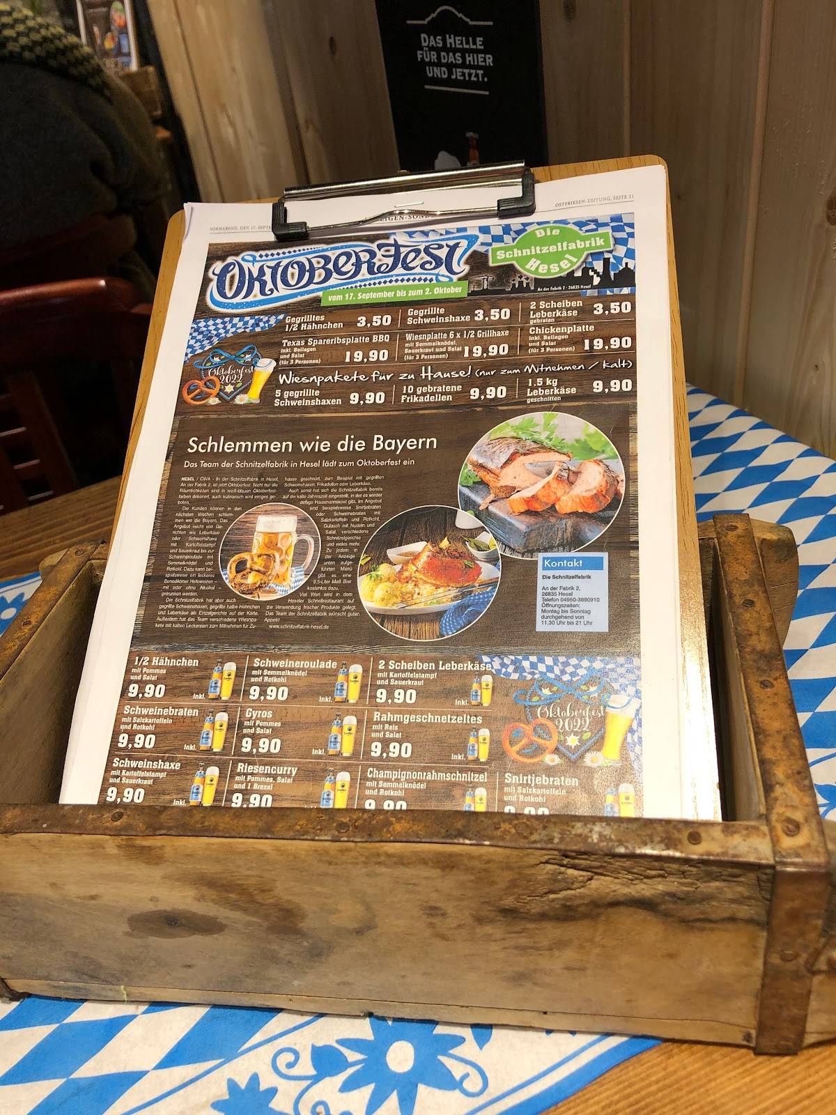 Speisekarte von Die Schnitzelfabrik Hesel pub & Bar, Hesel