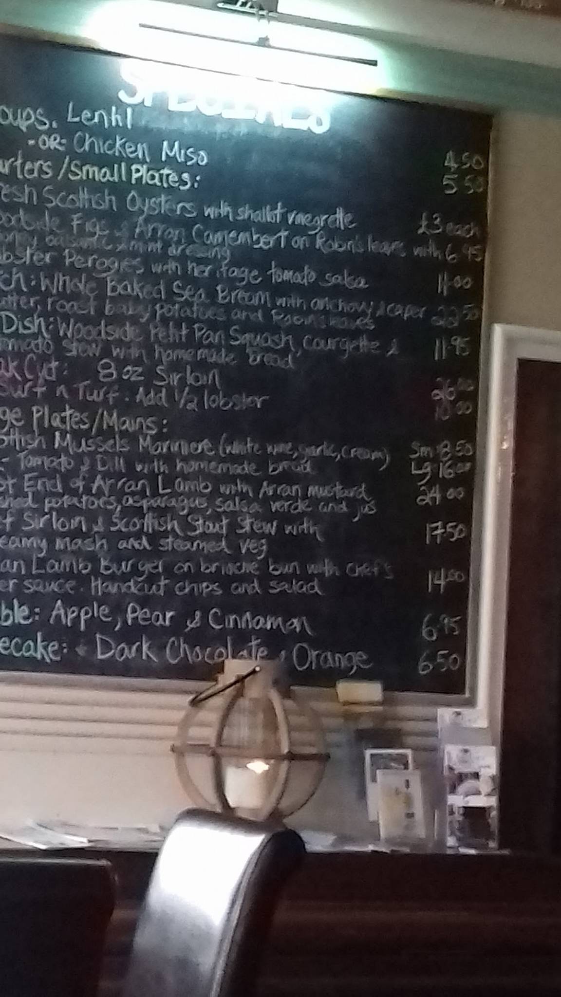 Menu at Drift Inn pub & bar, Lamlash