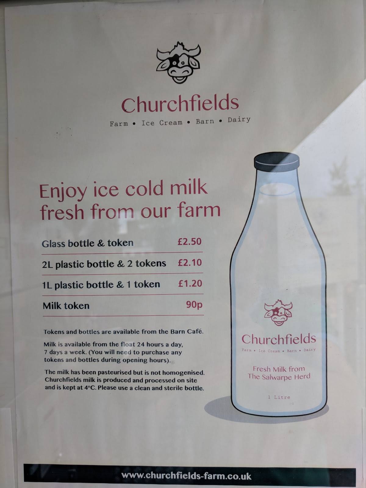 Menu at Churchfields Farm cafe, Salwarpe