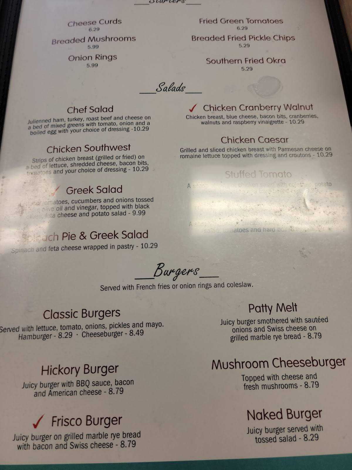 Menu at Dundee Diner restaurant, Dundee
