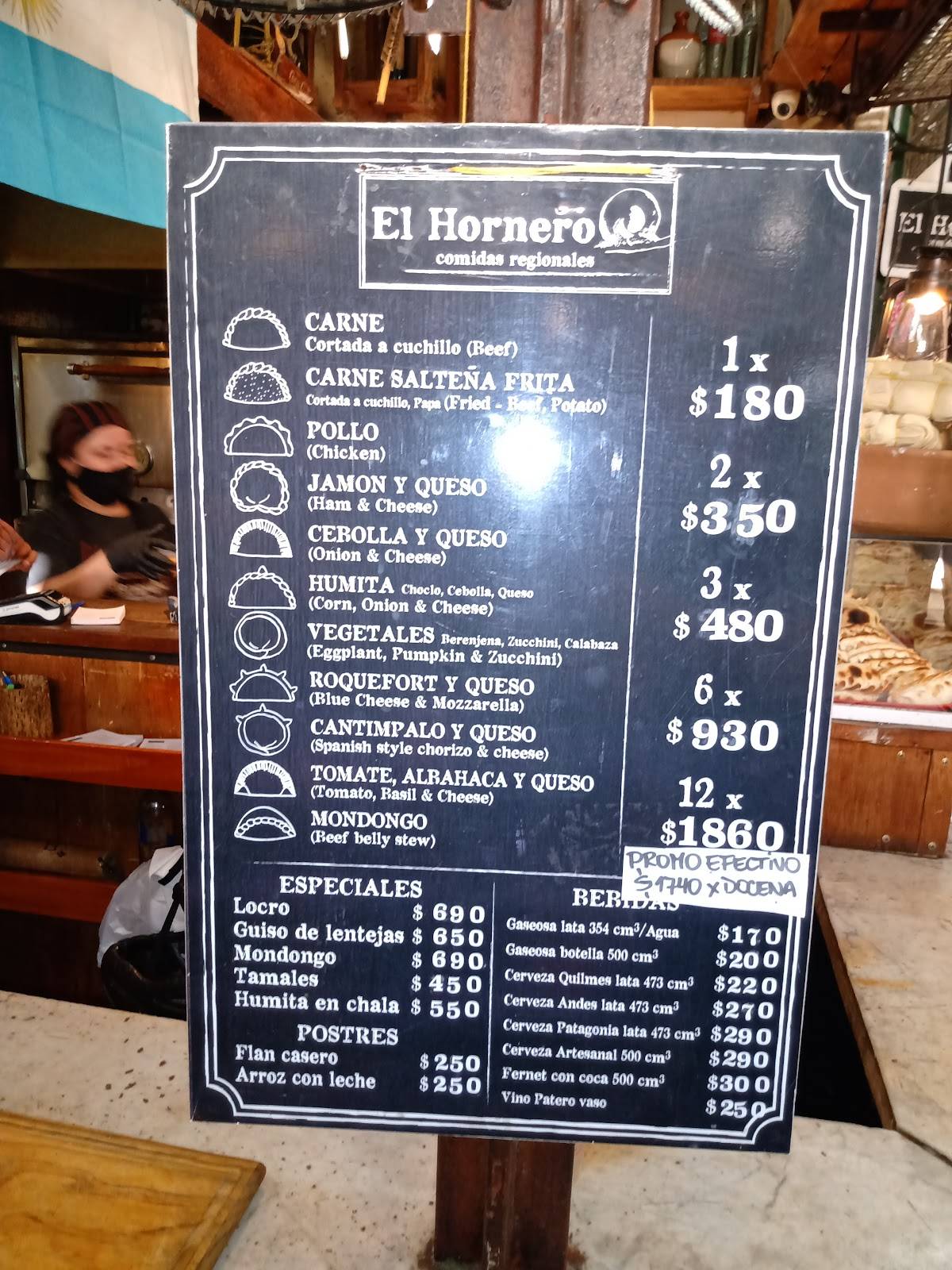 Carta del restaurante EL Hornero del San Telmo, Buenos Aires, Calle ...