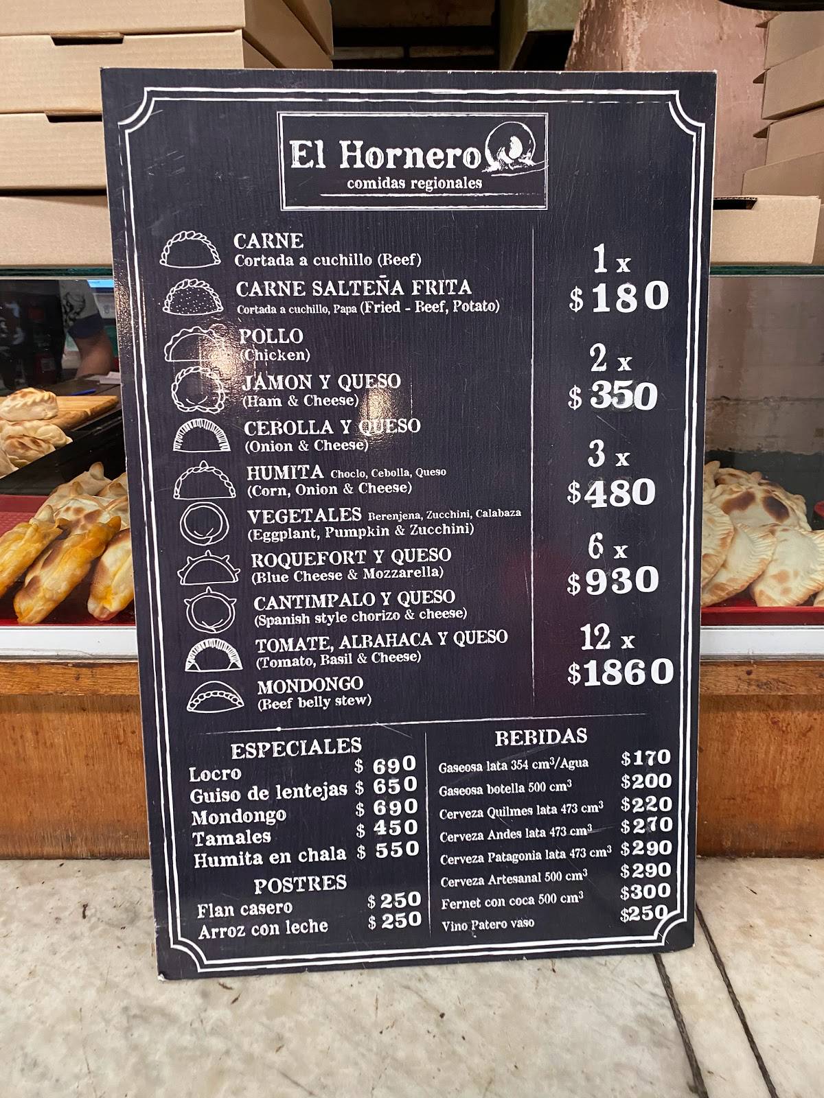 Carta del restaurante EL Hornero del San Telmo, Buenos Aires, Calle ...