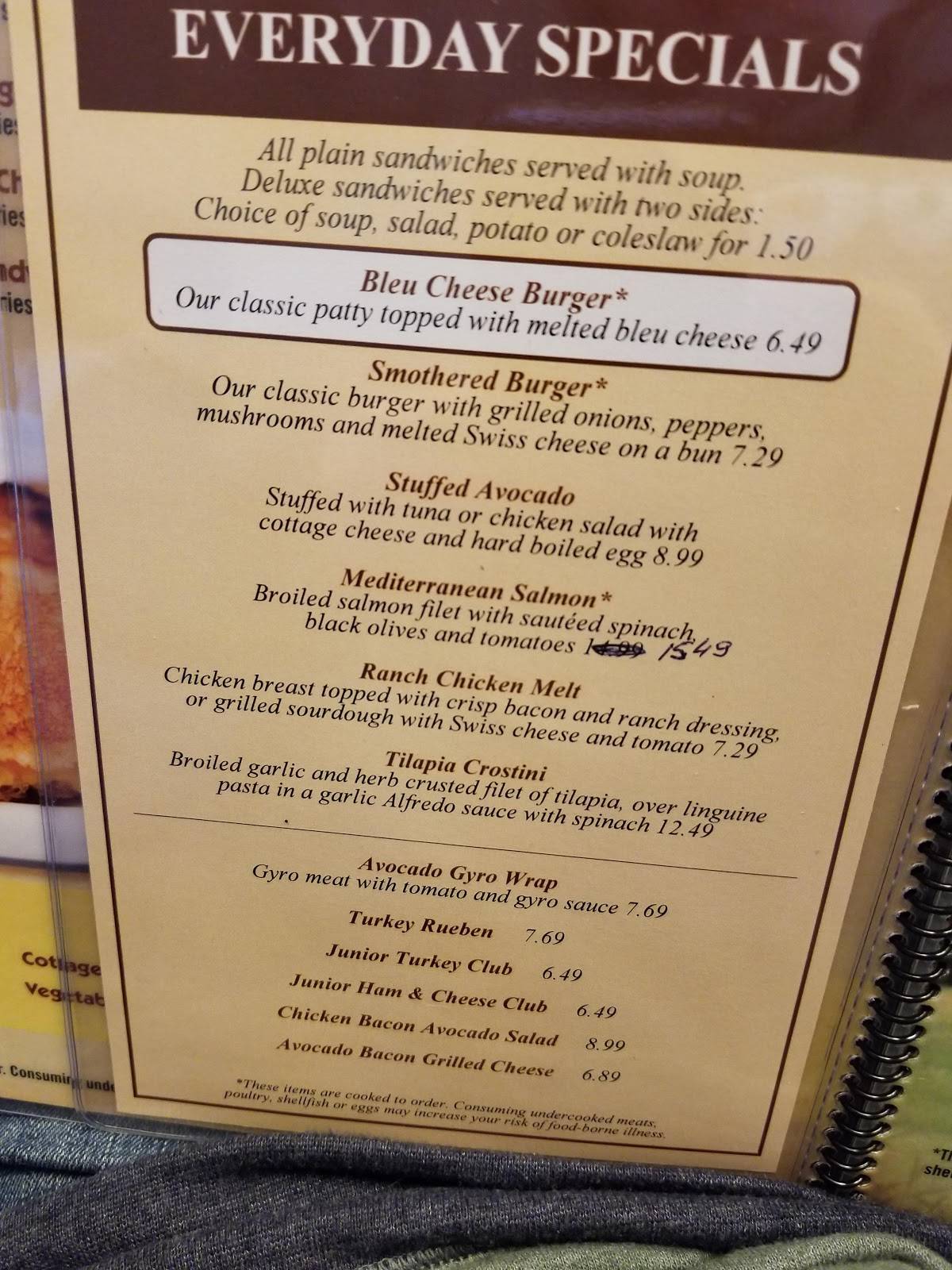 Menu at Deerfield Family Restaurant, Carbon Cliff