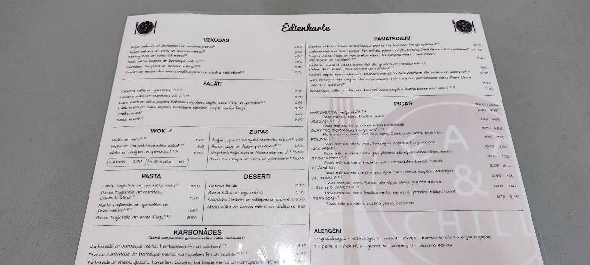 Menu at Eat&Chill restaurant, Saldus