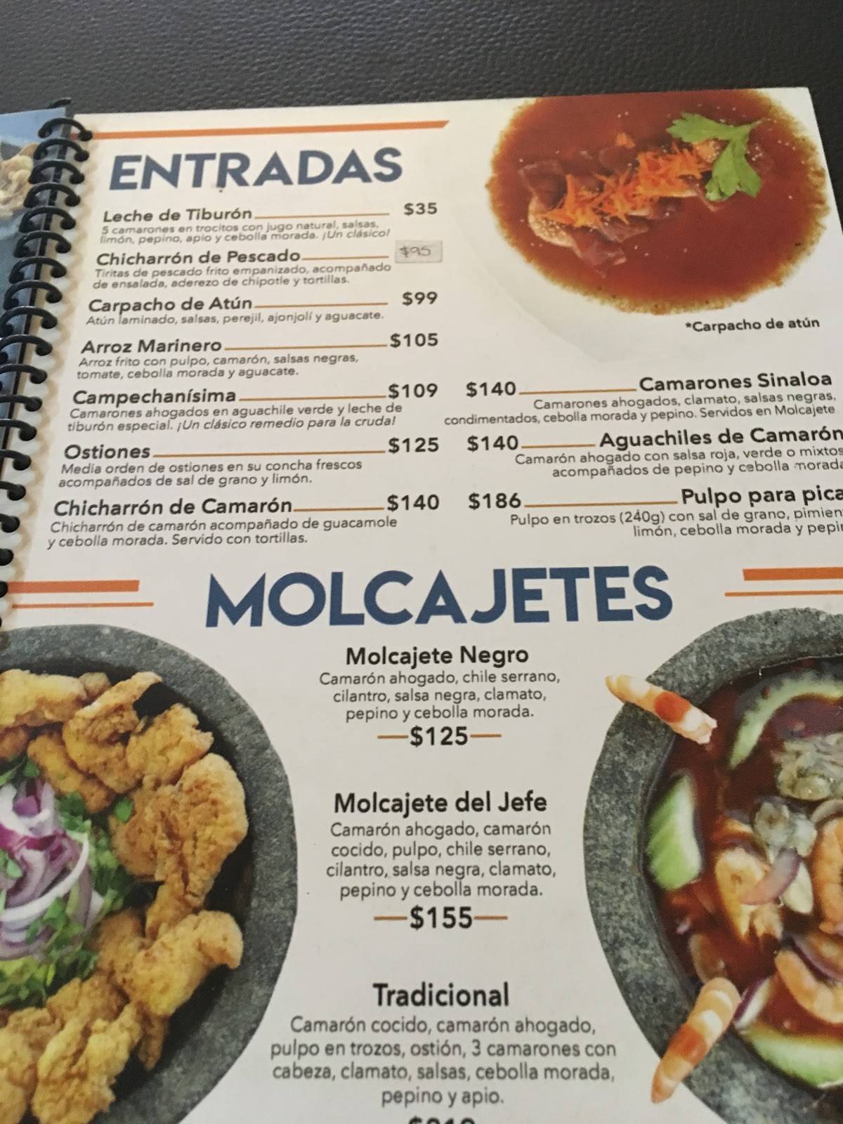 Carta del restaurante El Camarón con Botas, Torreón