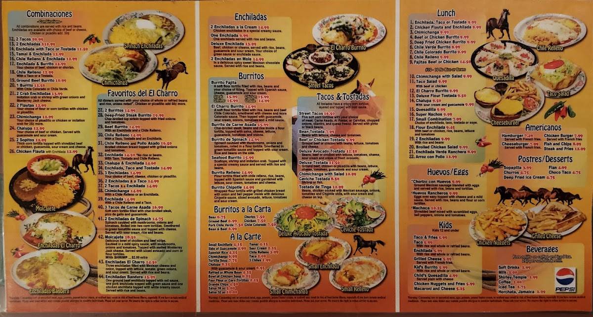 Menu at El Charro Grill Mexican Restaurant, Sumner