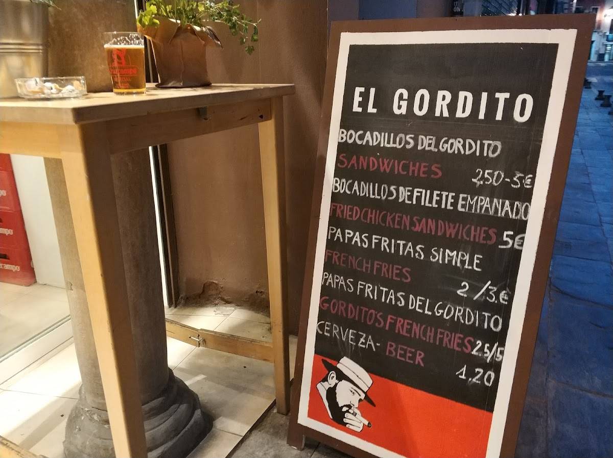 Menu at El Gordito restaurant, Seville, C. García de Vinuesa