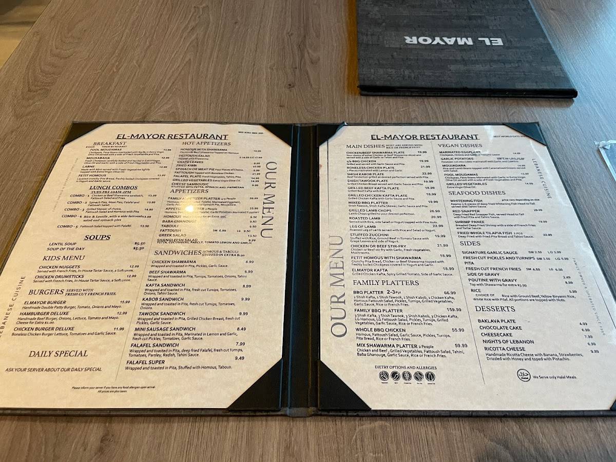 Menu at El Mayor Restaurant & Bakery, Windsor