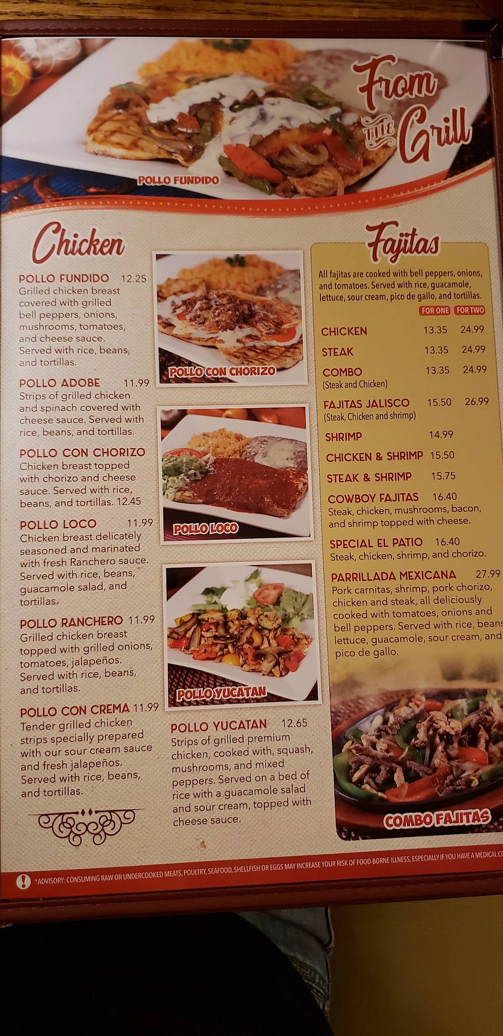 Menu at El Patio Mexican Grill & Cantina restaurant, Enid