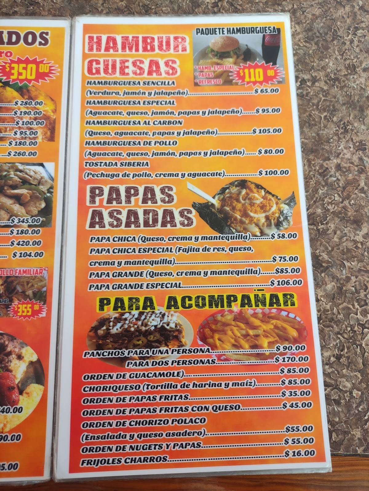 Carta del restaurante El Pollo del Taco, Ciudad Río Bravo, Av ...