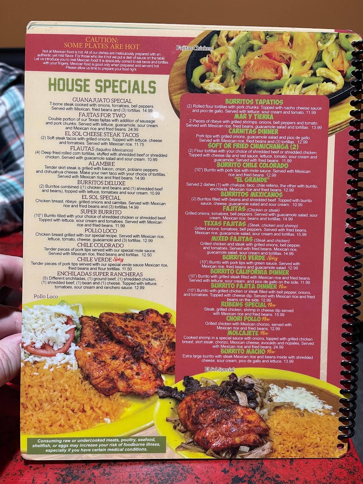 Menu at El Sol Mexican Restaurant, Waverly, E Bremer Ave