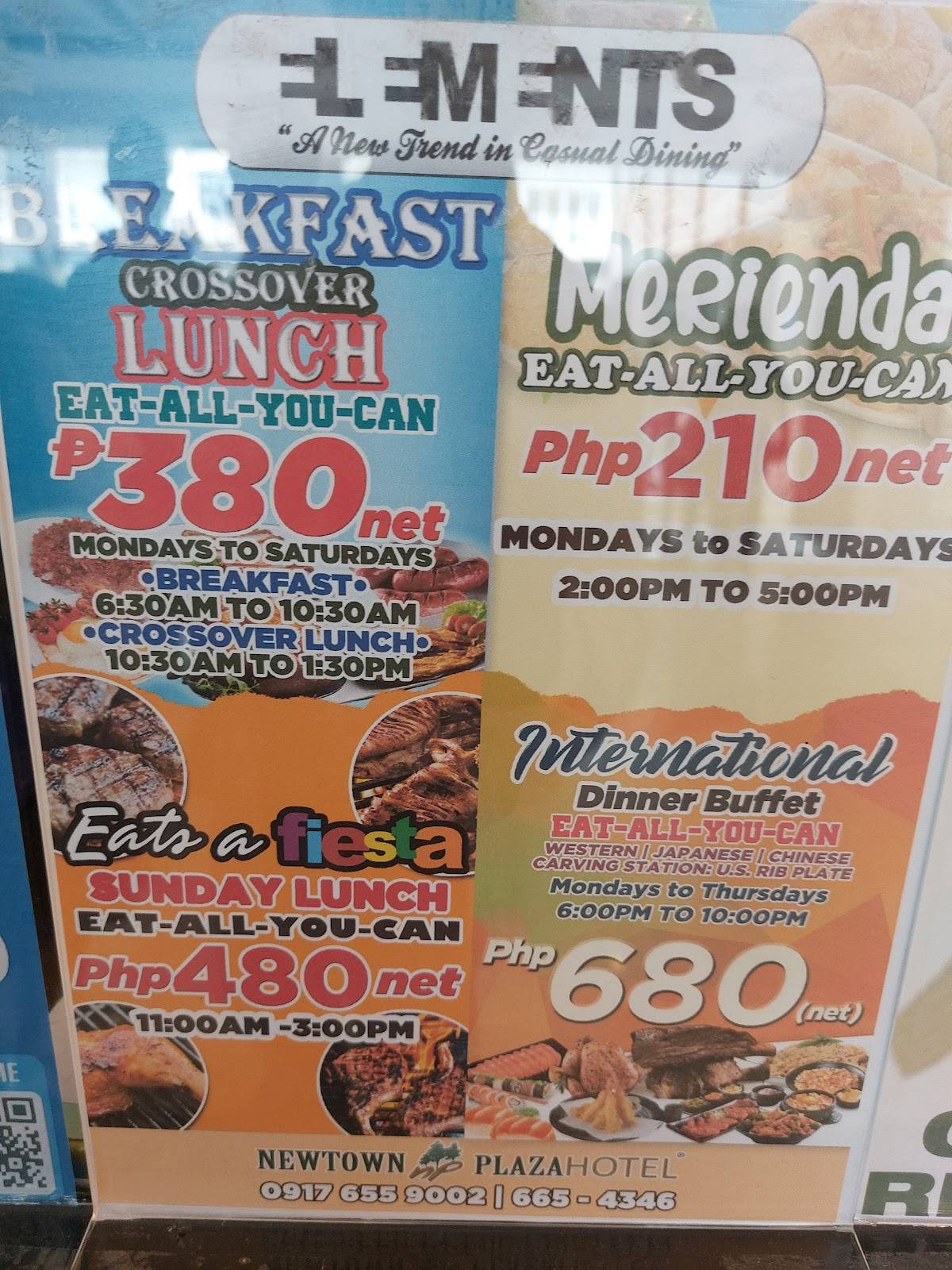 Menu at Elements Buffet restaurant, Baguio