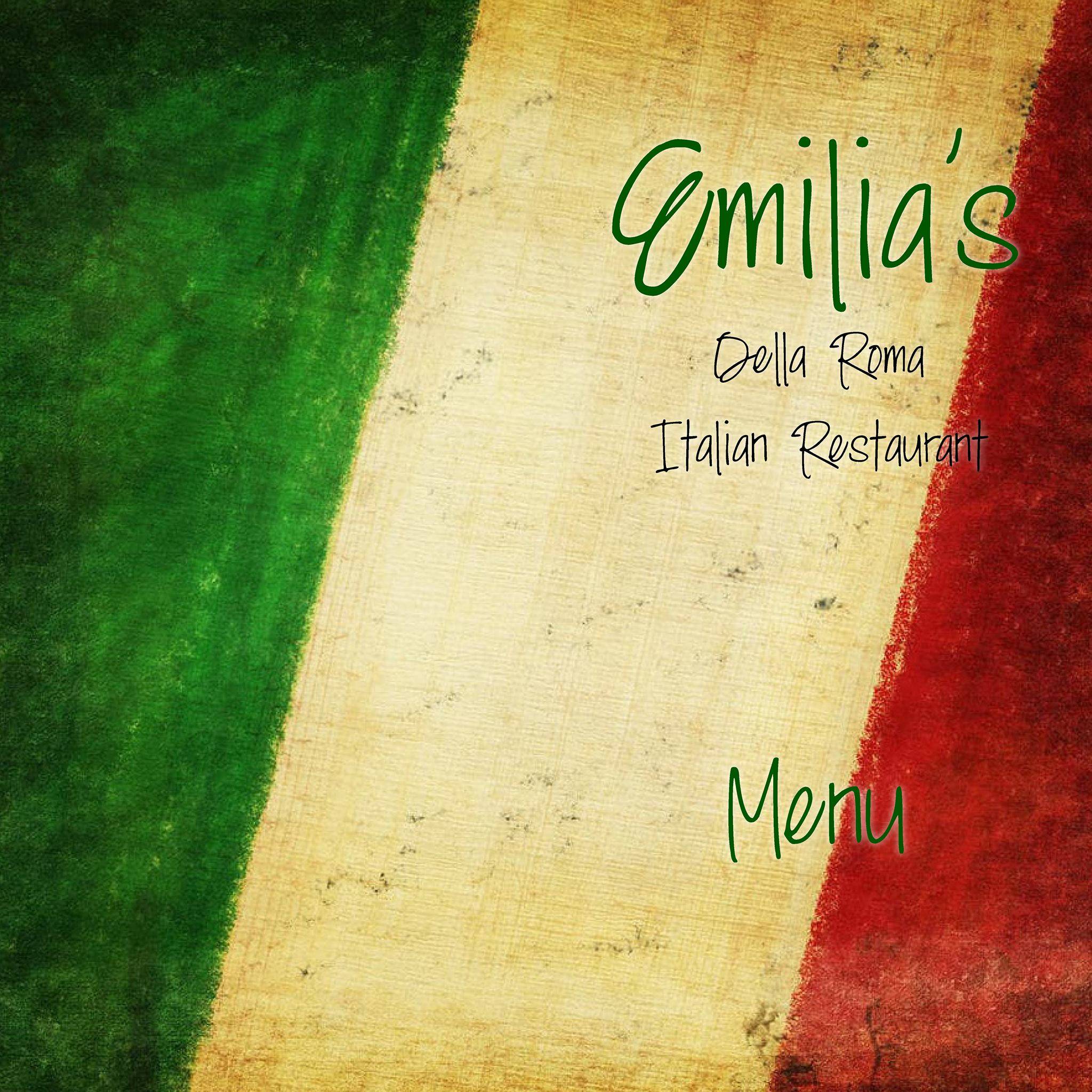 Menu at Emilia's Della Roma restaurant, Manchester
