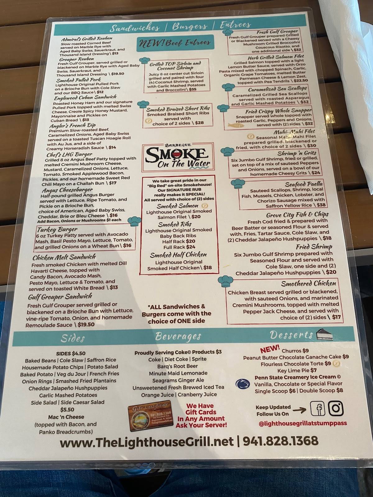 Menu at Lighthouse Grill and Tiki Bar, Englewood
