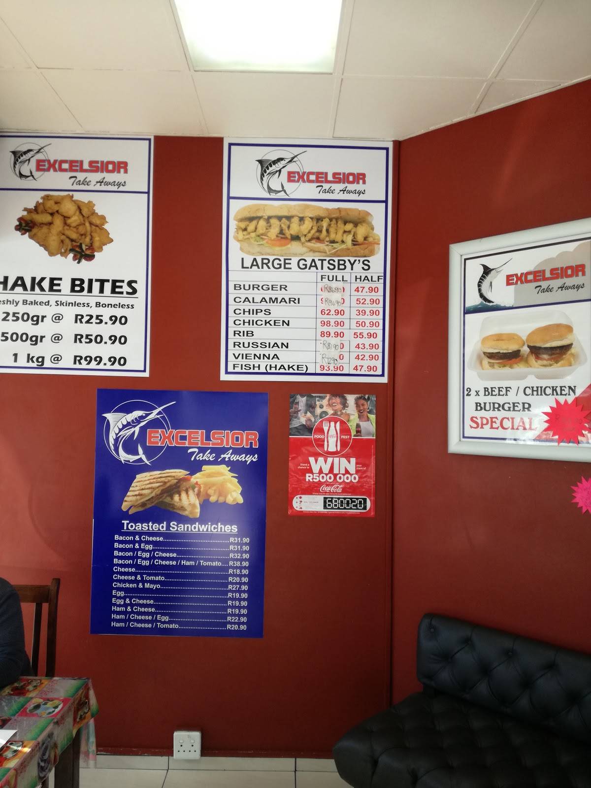 Menu at Excelsior Take Aways restaurant, Vredenburg, Shop 7