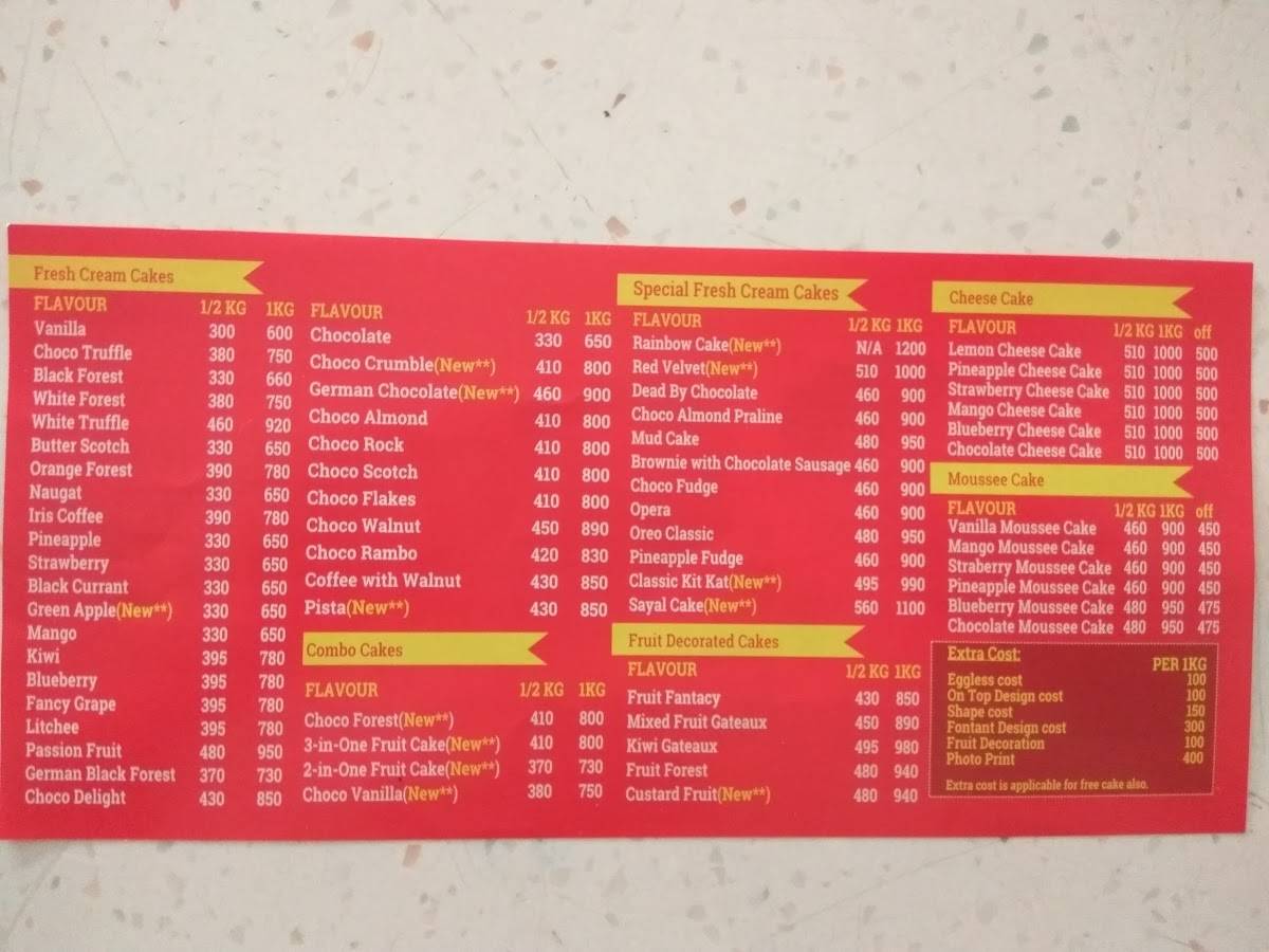 Menu at FB Cakes Siruseri, Chennai, Siruseri